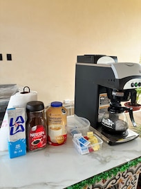 Basic coffee station on our last night
