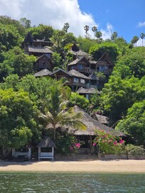 View of the hotel as the boat pulled away to take us back to the airport.