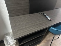 White crumbs all over the desk