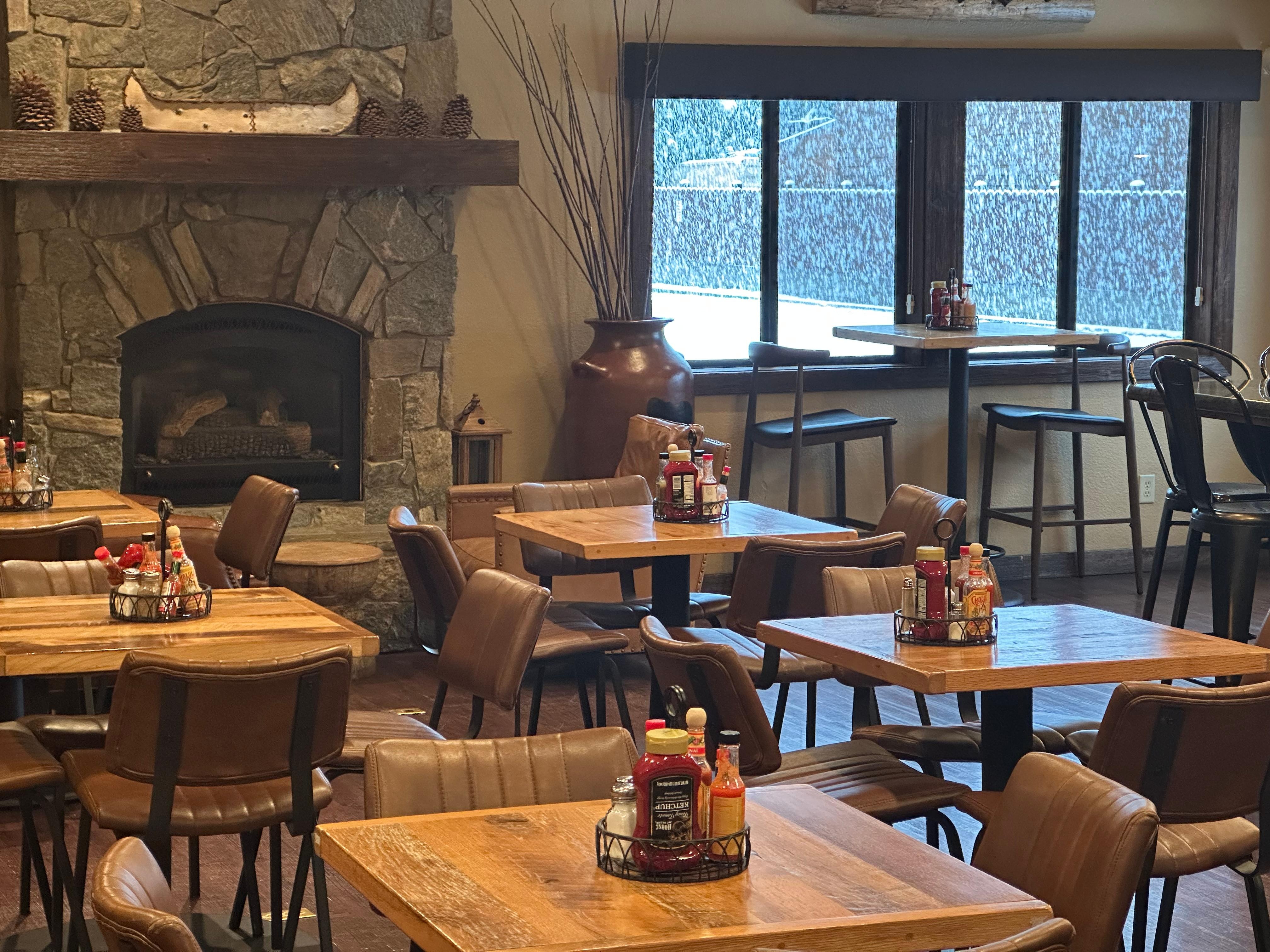 Heavy snow falling outside 