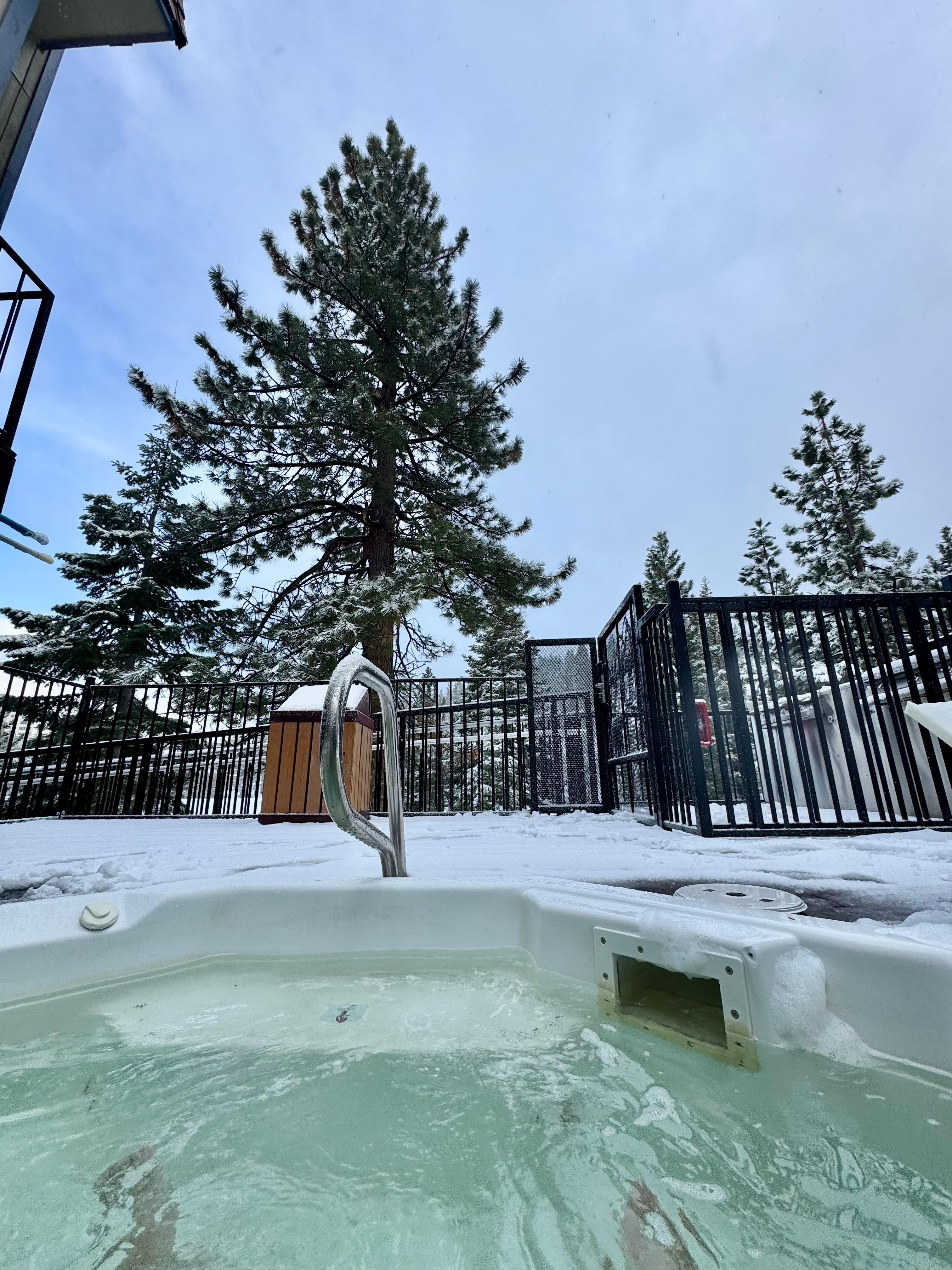 Hot tub we ended up using in building next door. No changing room or dry space. 
