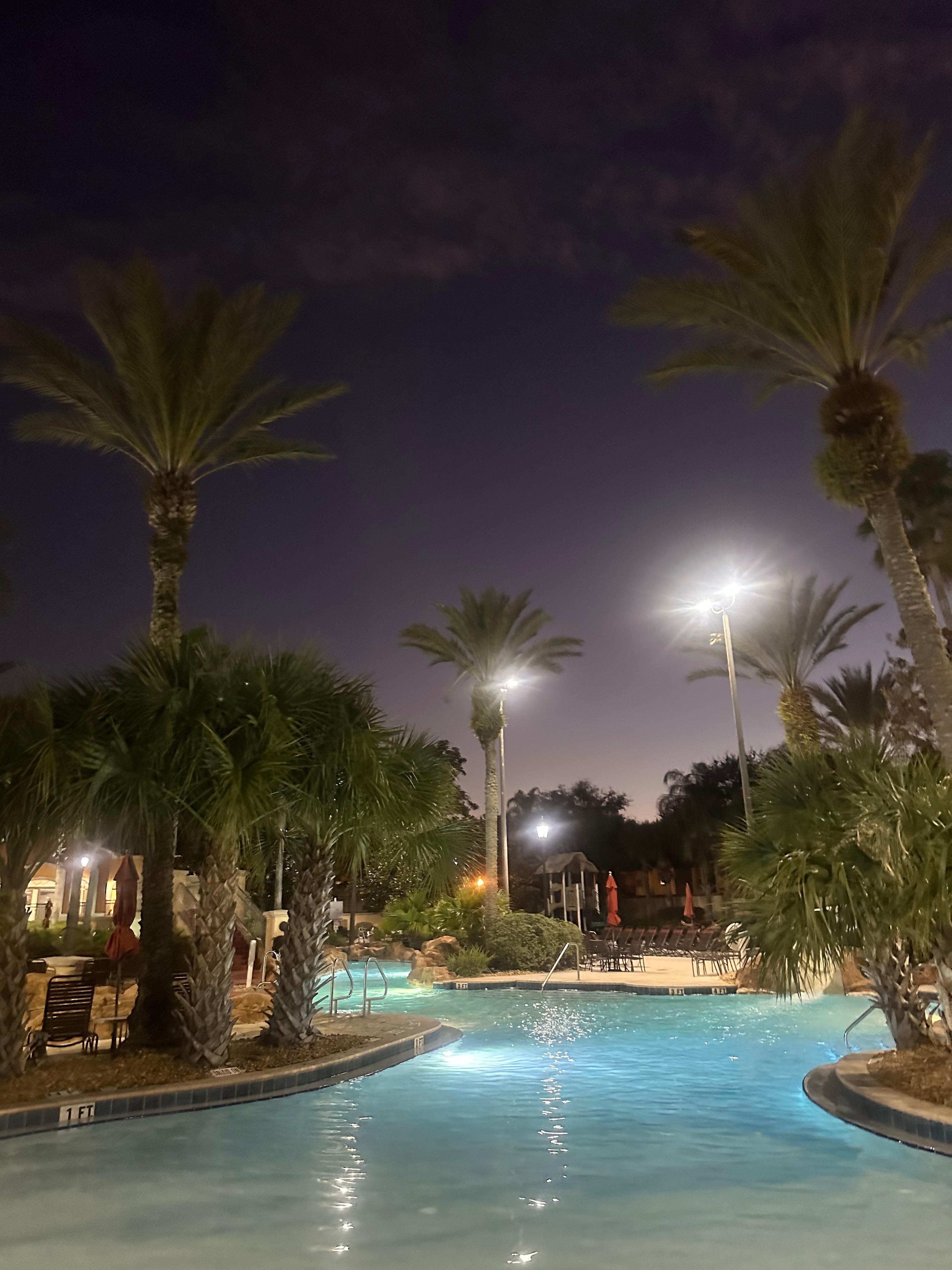Gorgeous at night too! Pool area stays open until 11pm!