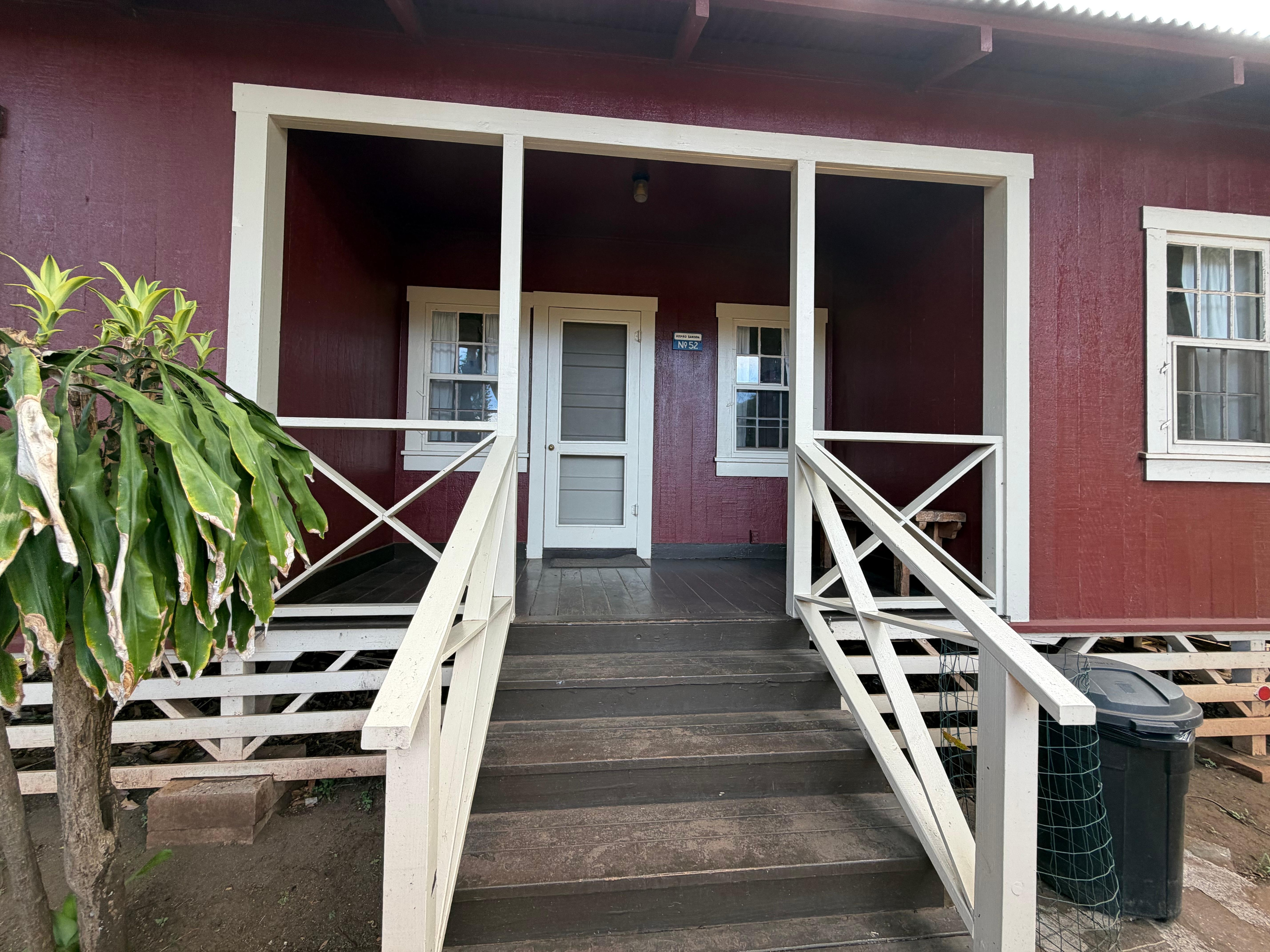 Front of cottage 52 (3 bedroom, 2 full bathrooms). Parking in front of stairs. This cottage is directly across laundry facility. 
