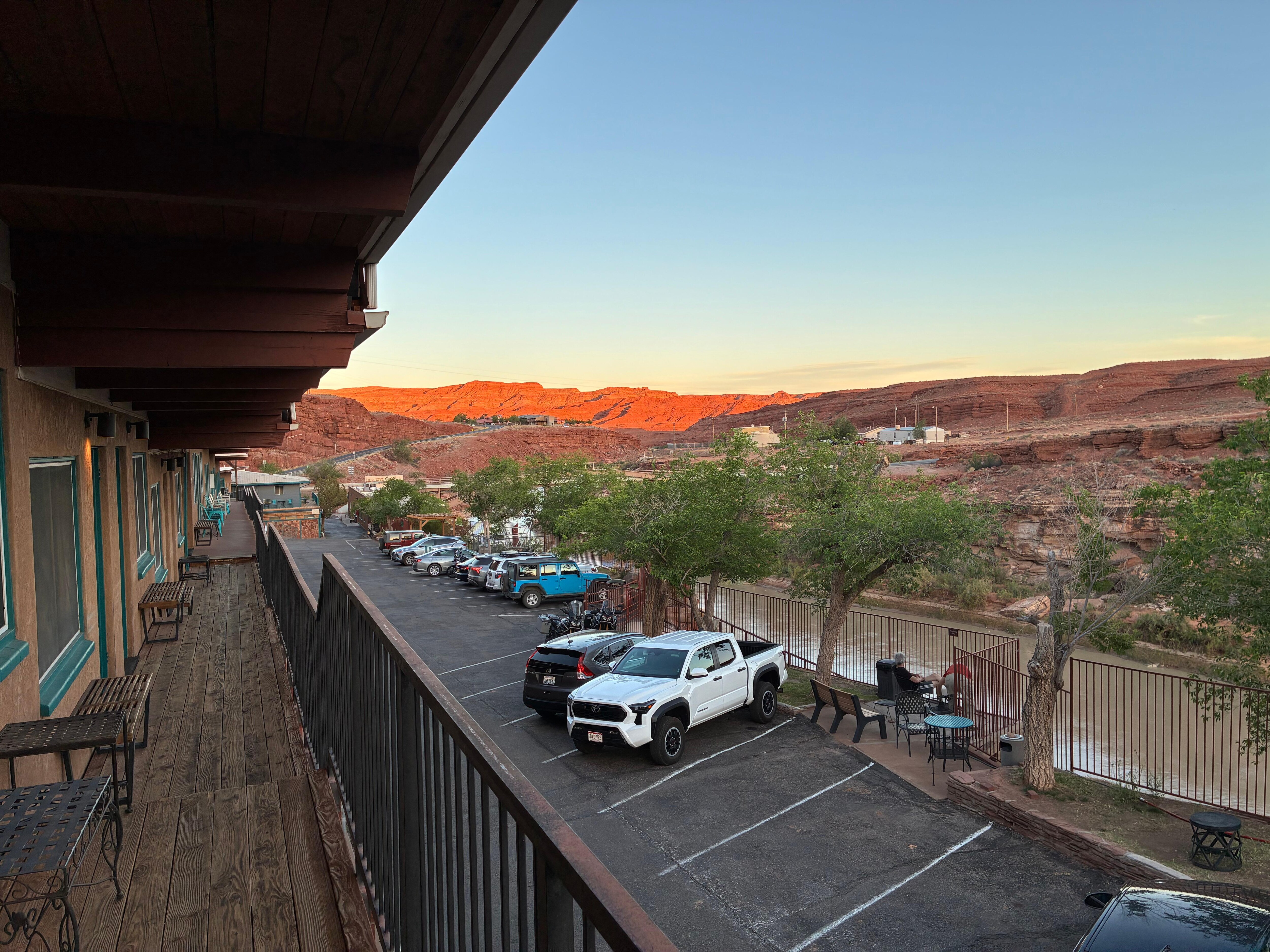 Sunset over the mountains from the balcony.