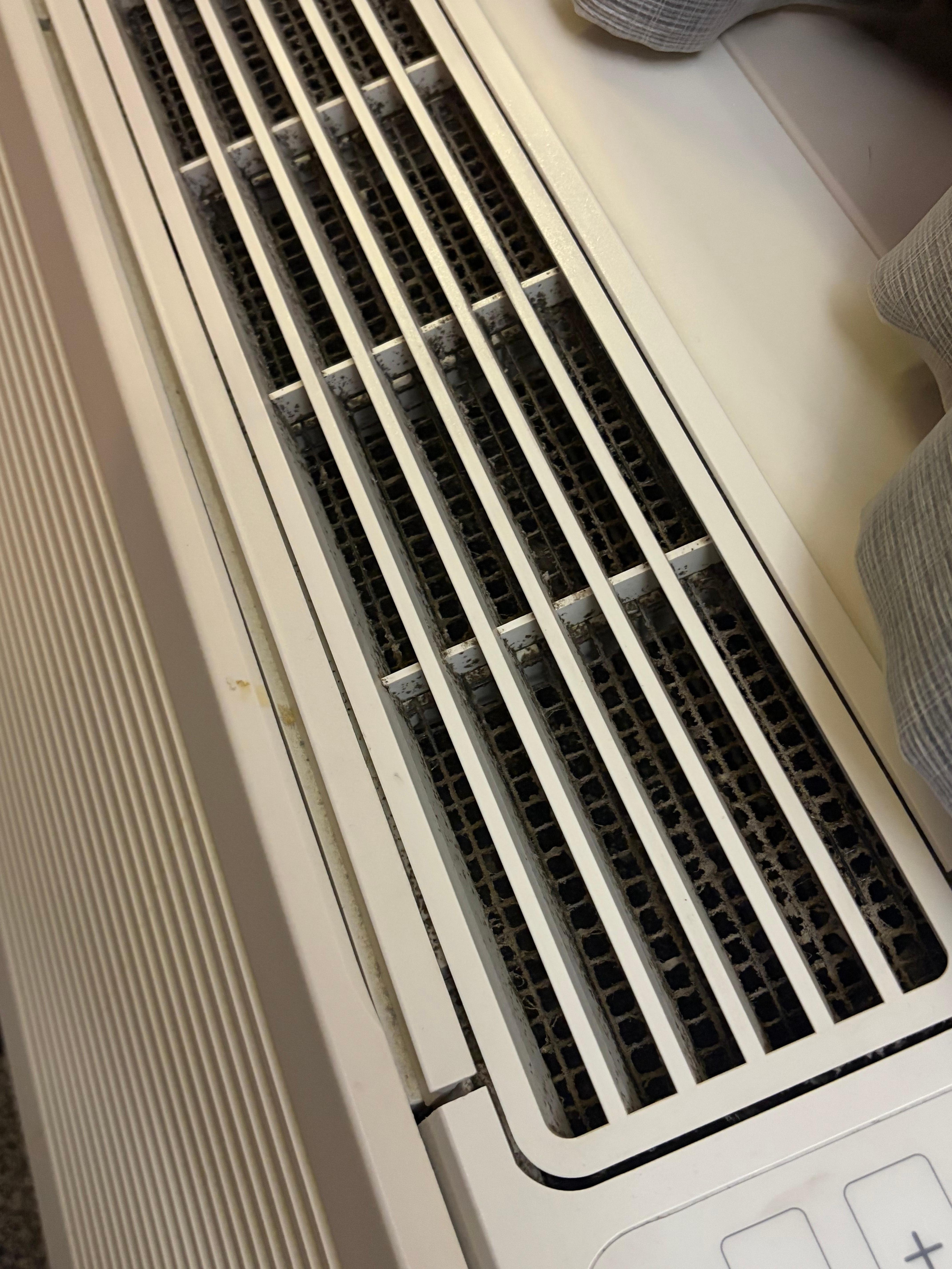 Look at dust/cell buildup on AC unit 