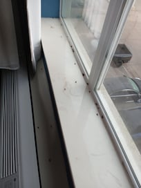 Lady bugs on window sill, in room. A/C set room was Hot. Glad, we always bring a fan.