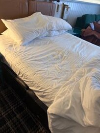 Mattress very old, worn, sagging, thin and very uncomfortable.