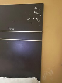 Nasty writing on the bedframe !