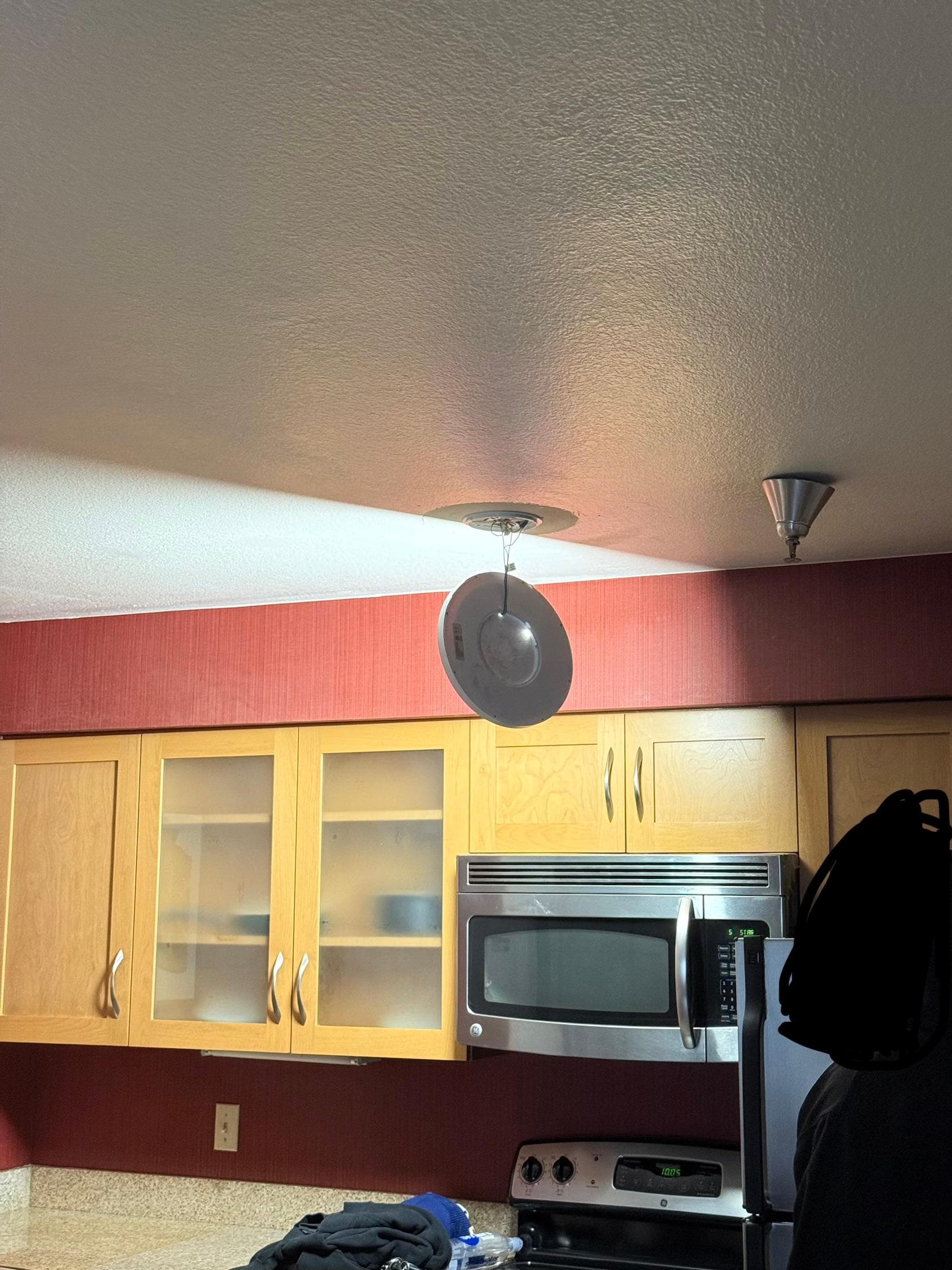 Hanging light when we first got there 