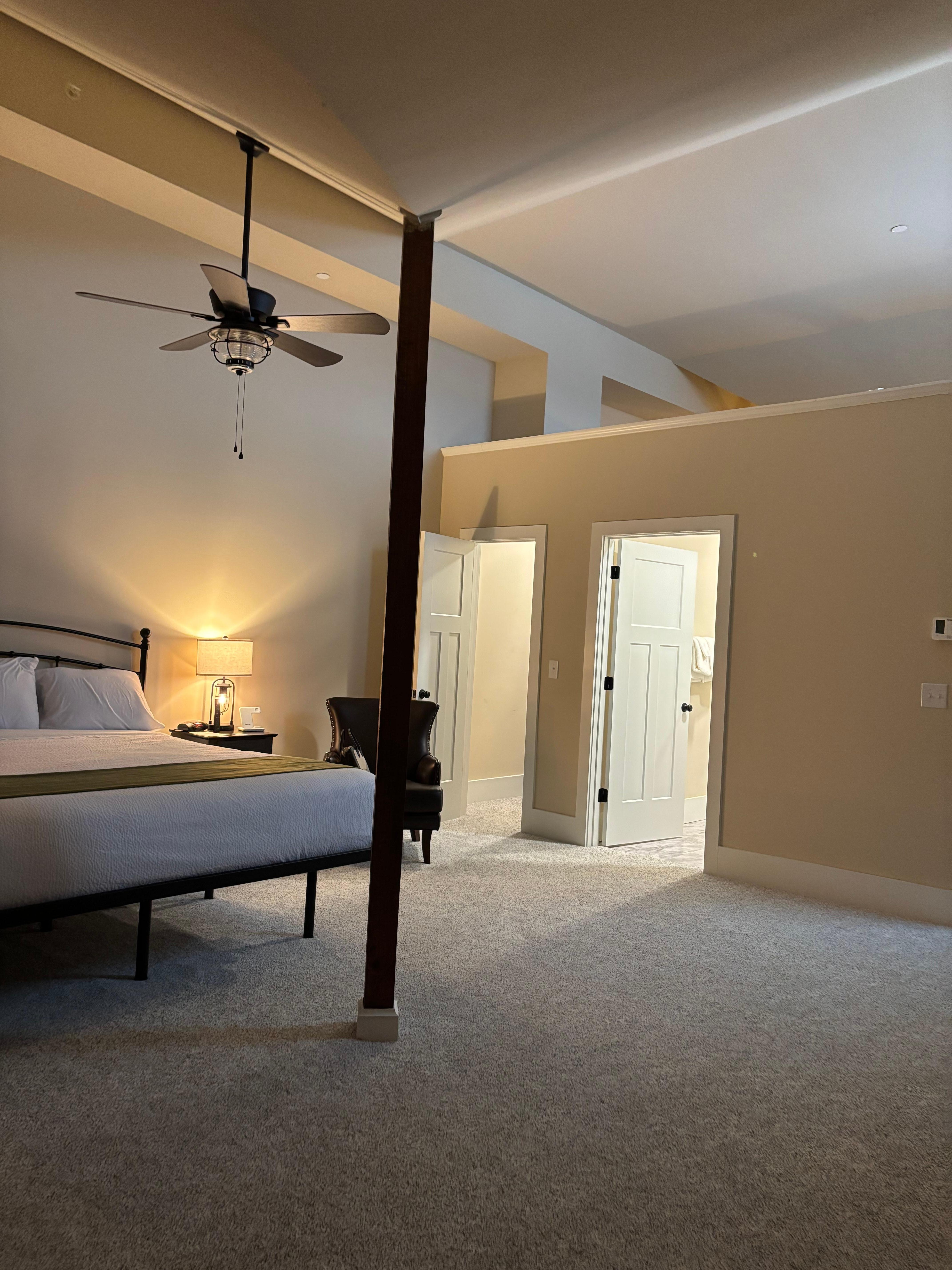 5th floor suite bedroom area with bathroom and walk-in closet right off bed area.