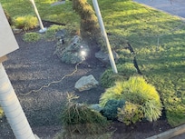 Light shining directly onto to our room to illuminate flags which are left out at night to make a lot of noise when windy.