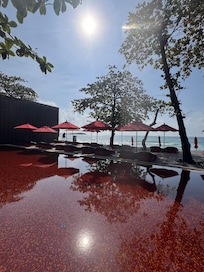 The unique red swimming pool