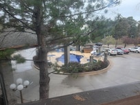 View from our room of pool and jacuzzi