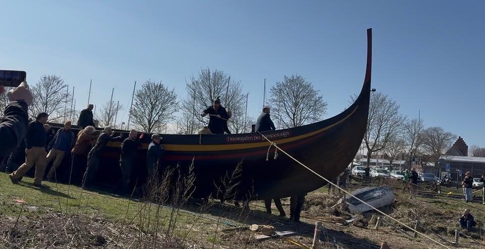 Launcing the viking boat Stallion of Glendalough, in Roskilde, 30km