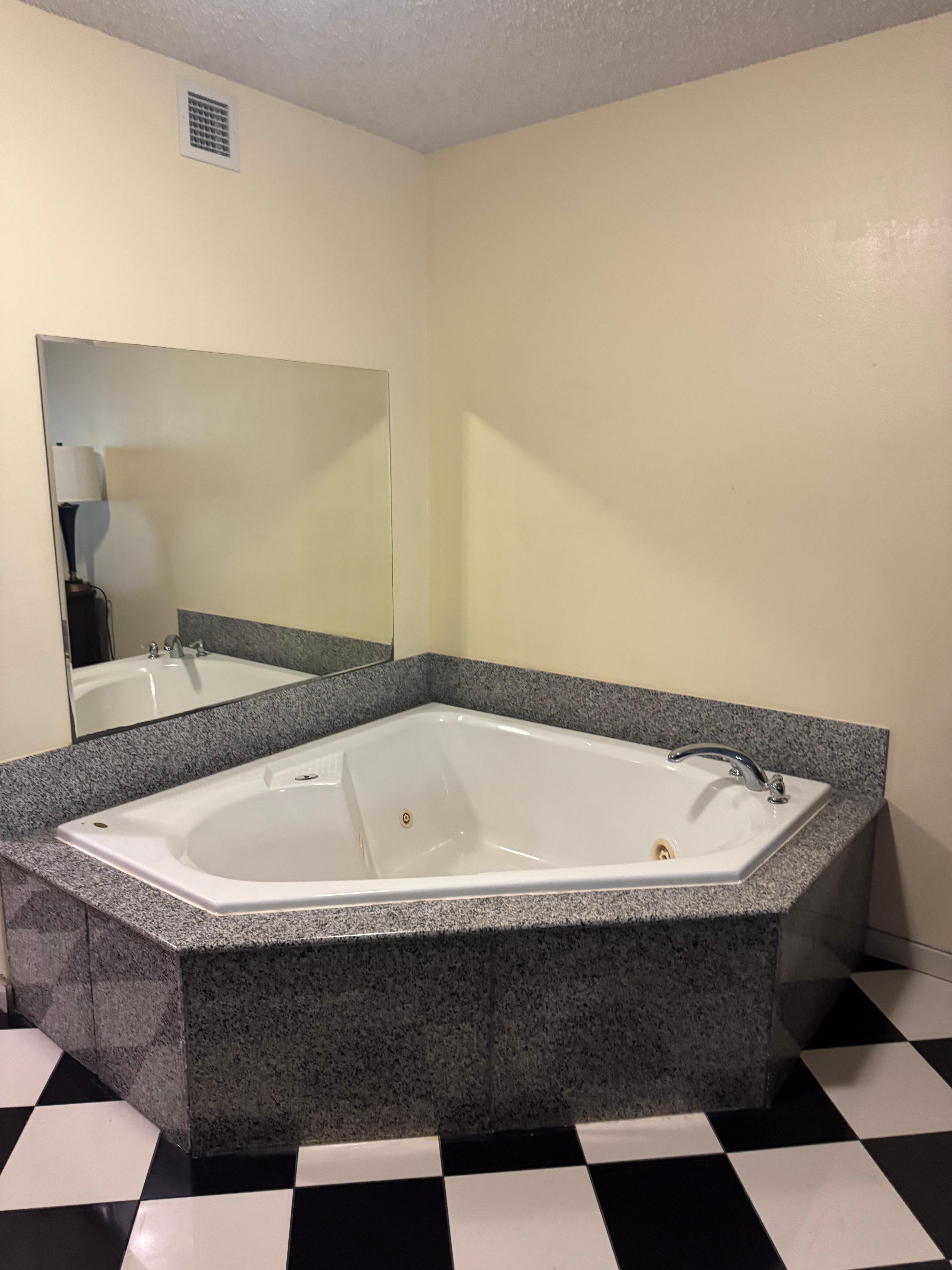 Spacious whirlpool tub