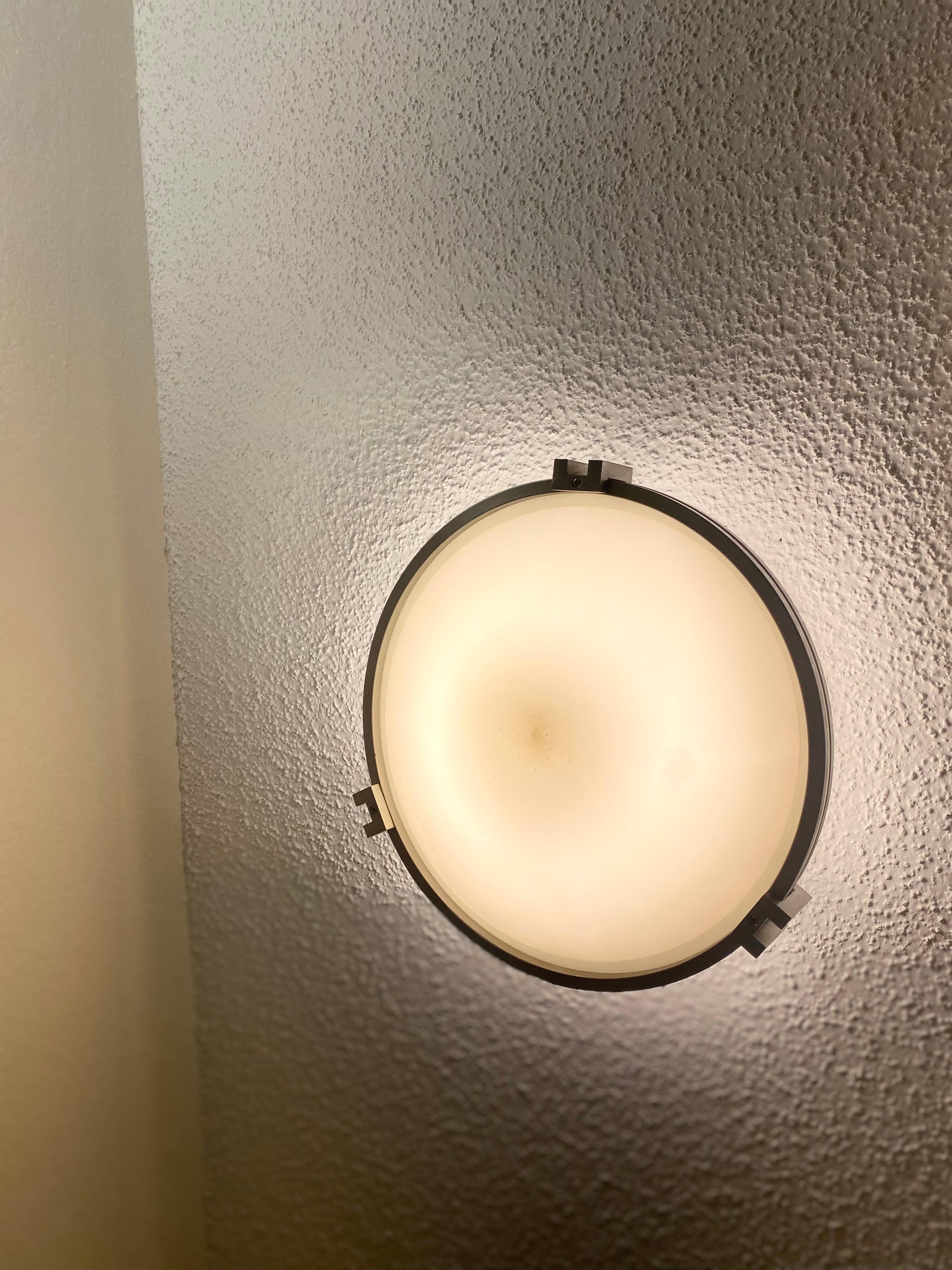 Bathroom light with dead bugs.