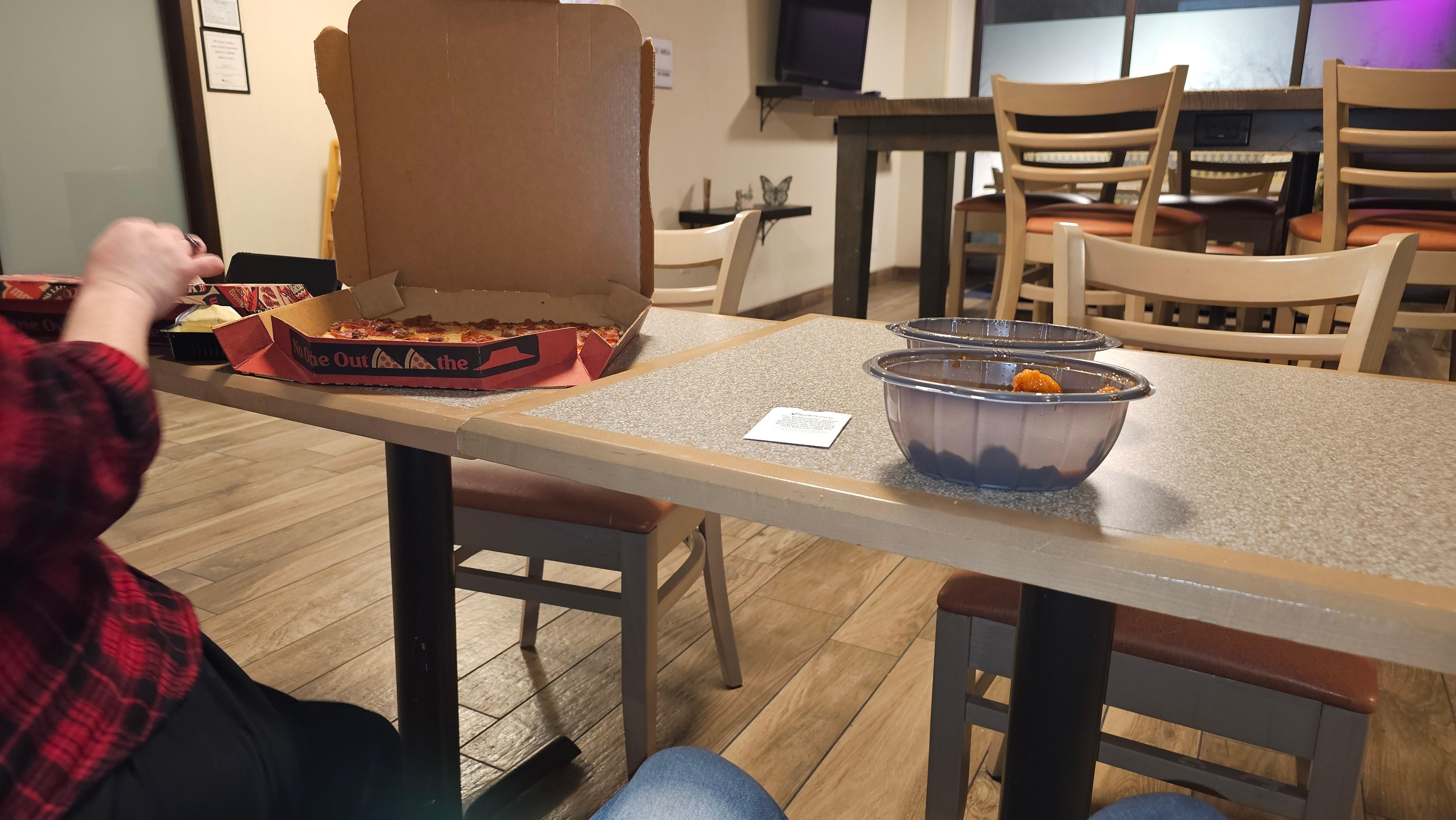 Having to eat dinner on valentines day in the lobby because staff couldnt get us in our room