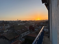 The view of the balcony at sun set
