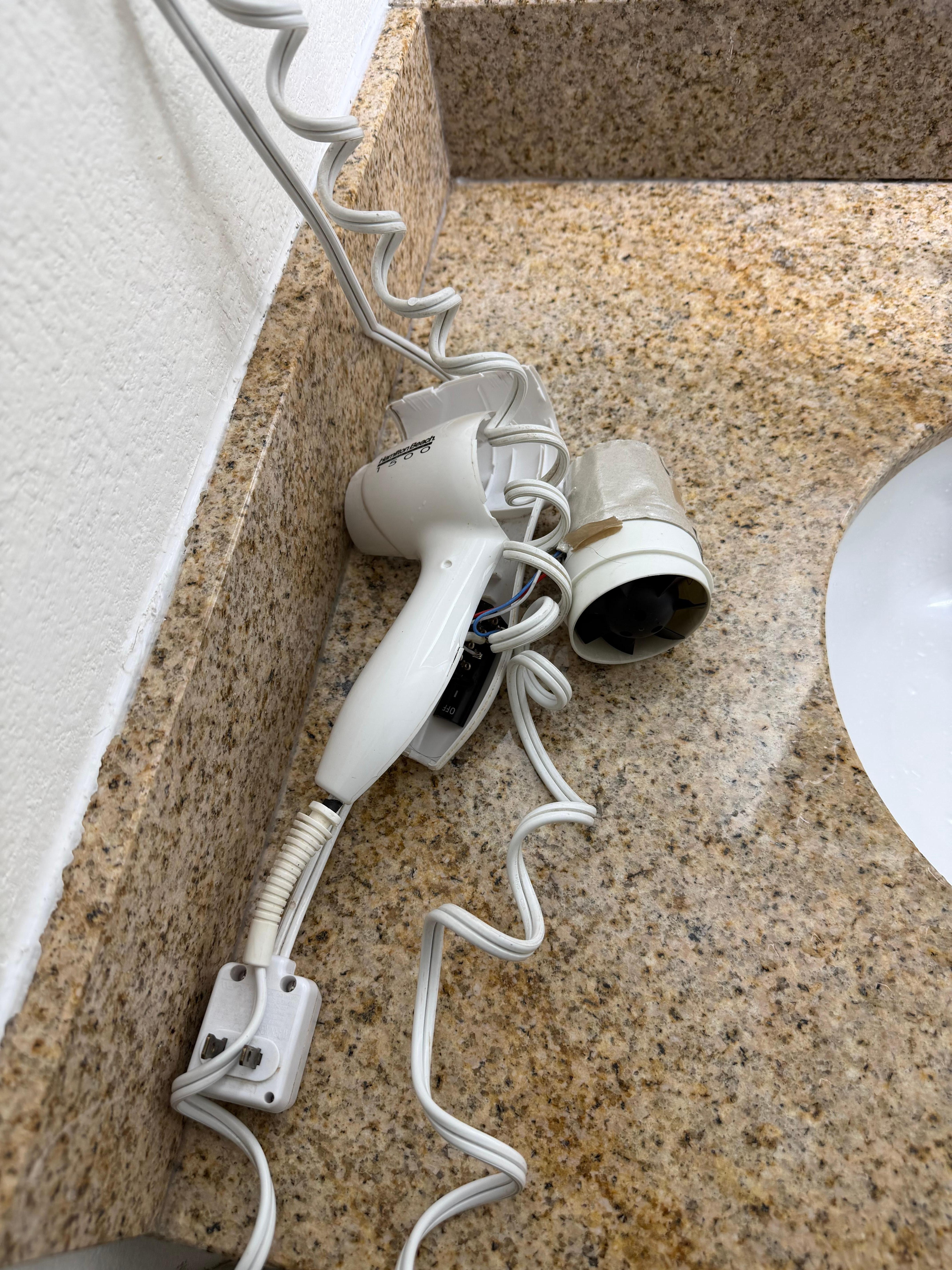 This was the hair dryer in the bathroom. 