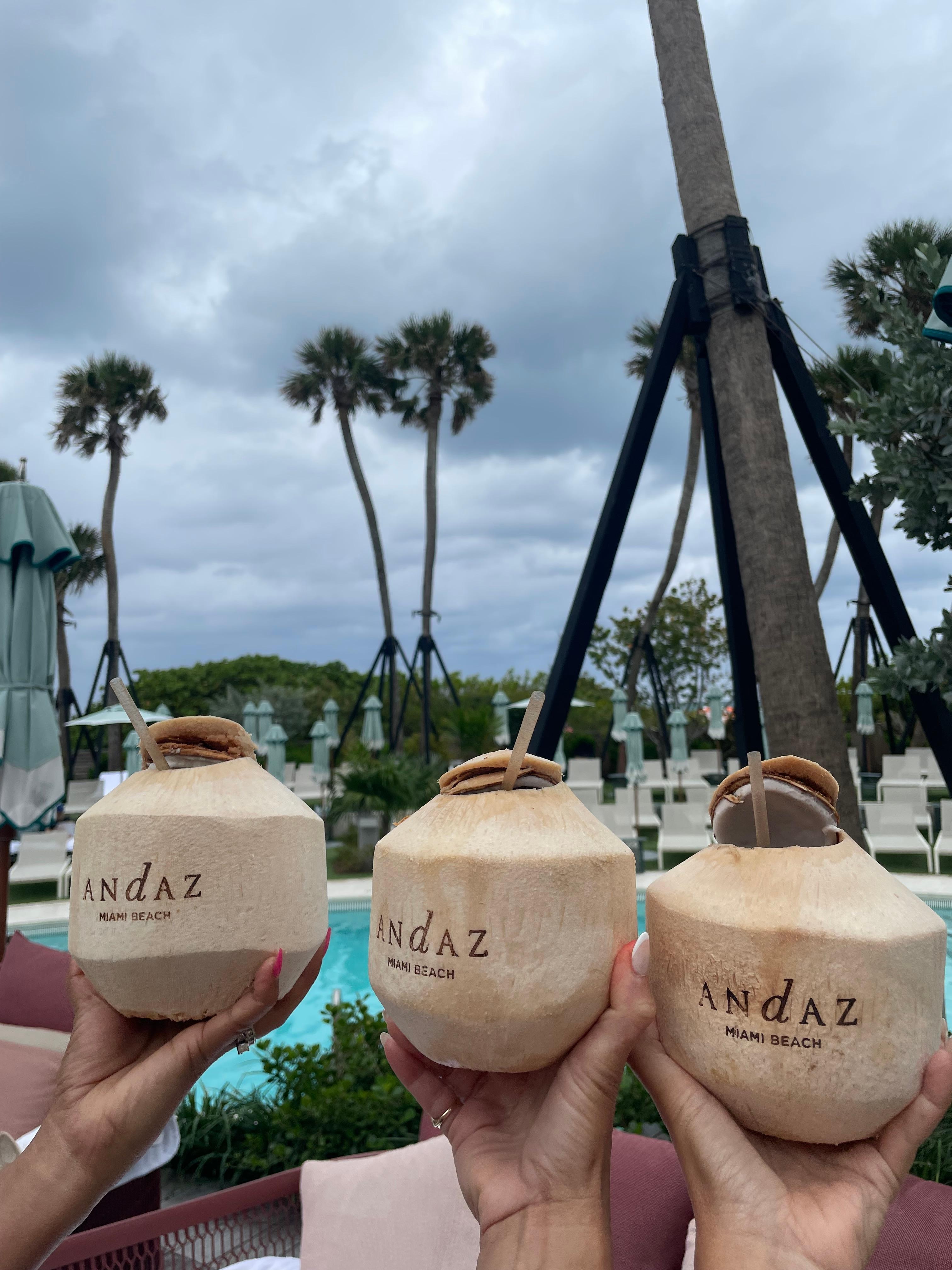 Hydrating with their delicious coconut water
