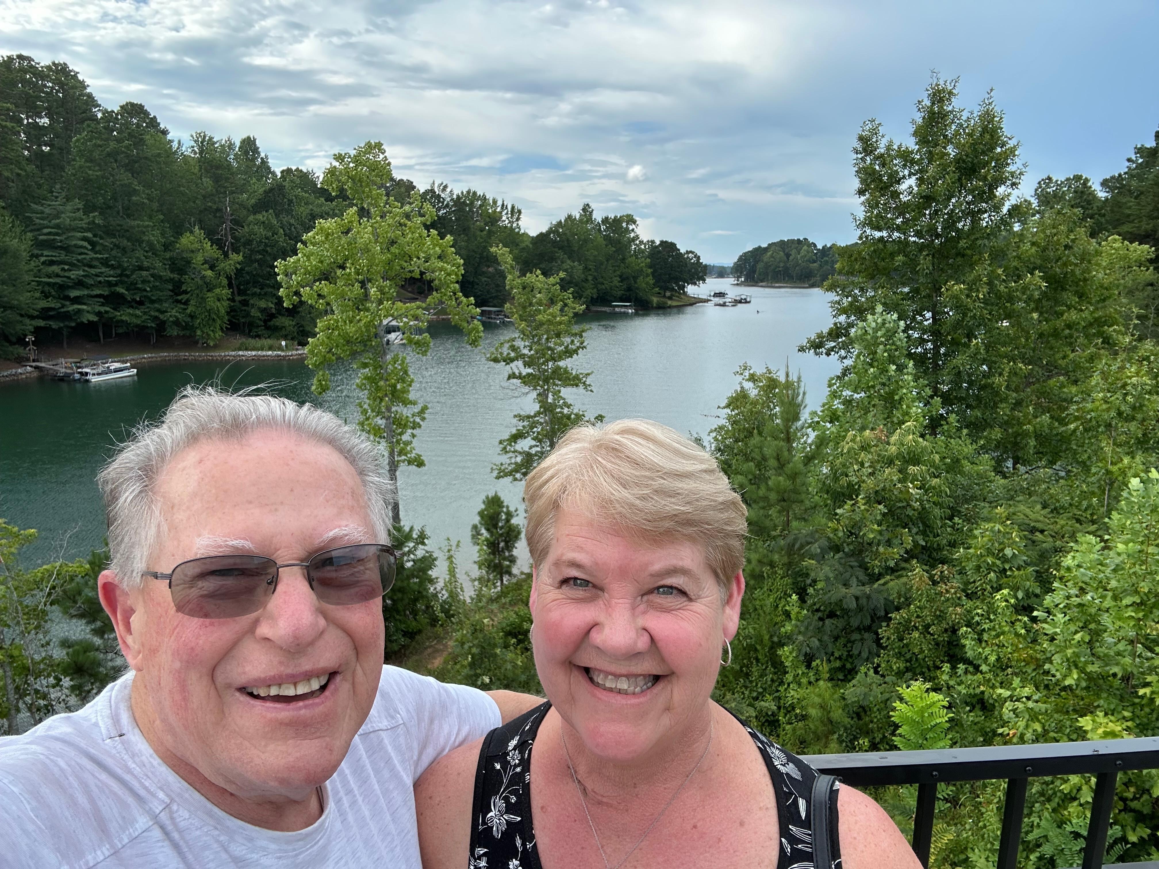 Standing outside overlooking the Lake. 