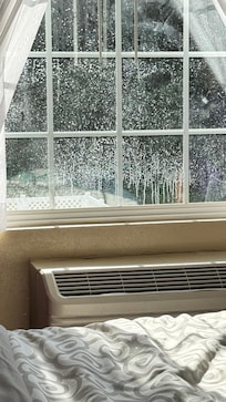 Room window, dirt inside