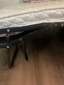 Couch bed was rusted, mattress was sunk in and. Stains were everywhere on the mattress