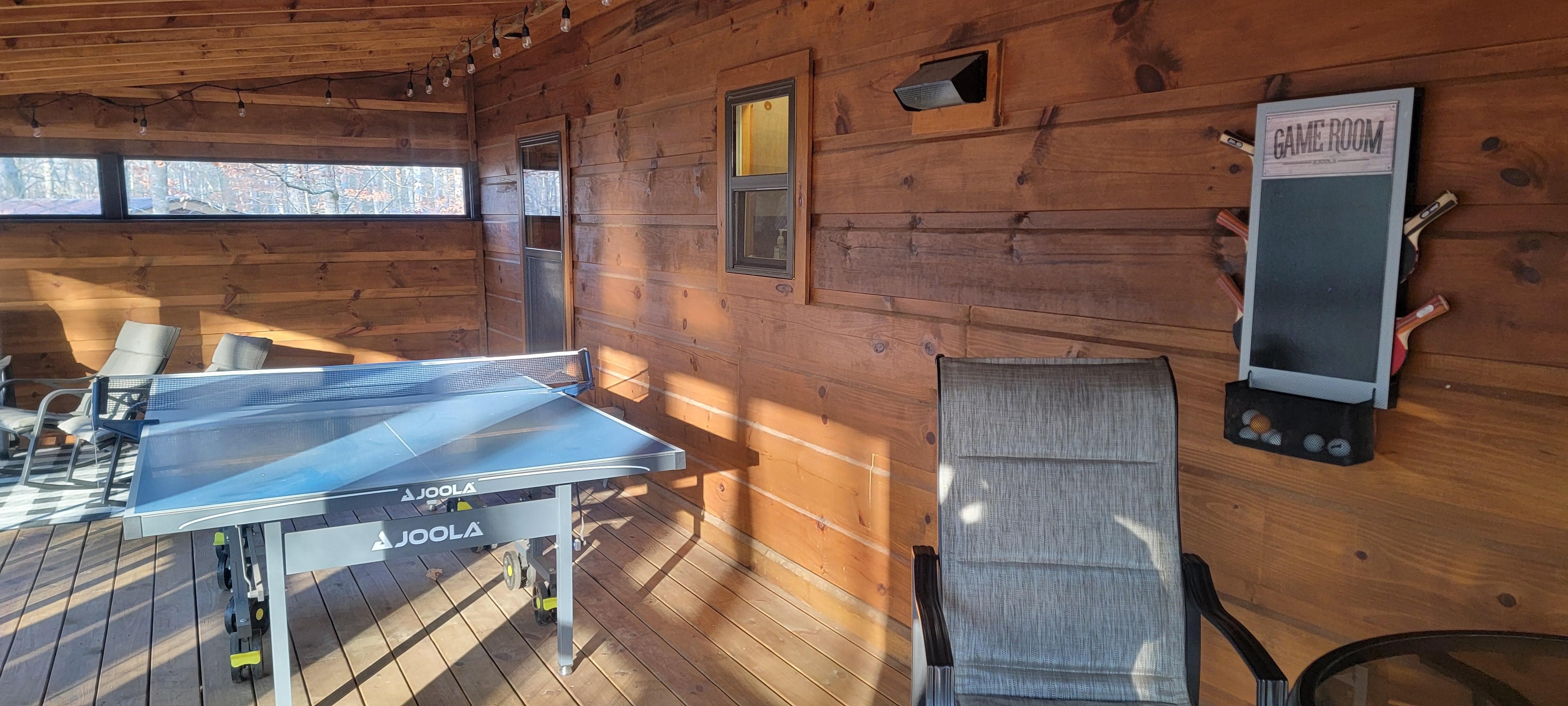 Huge deck that is well screened in. 