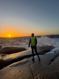 Naturen bjöd på vind, vågor och solnedgång under löpturen.