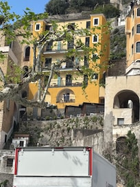 View of the hotel from down below.