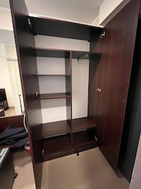 No clothes hangers so nothing you can use