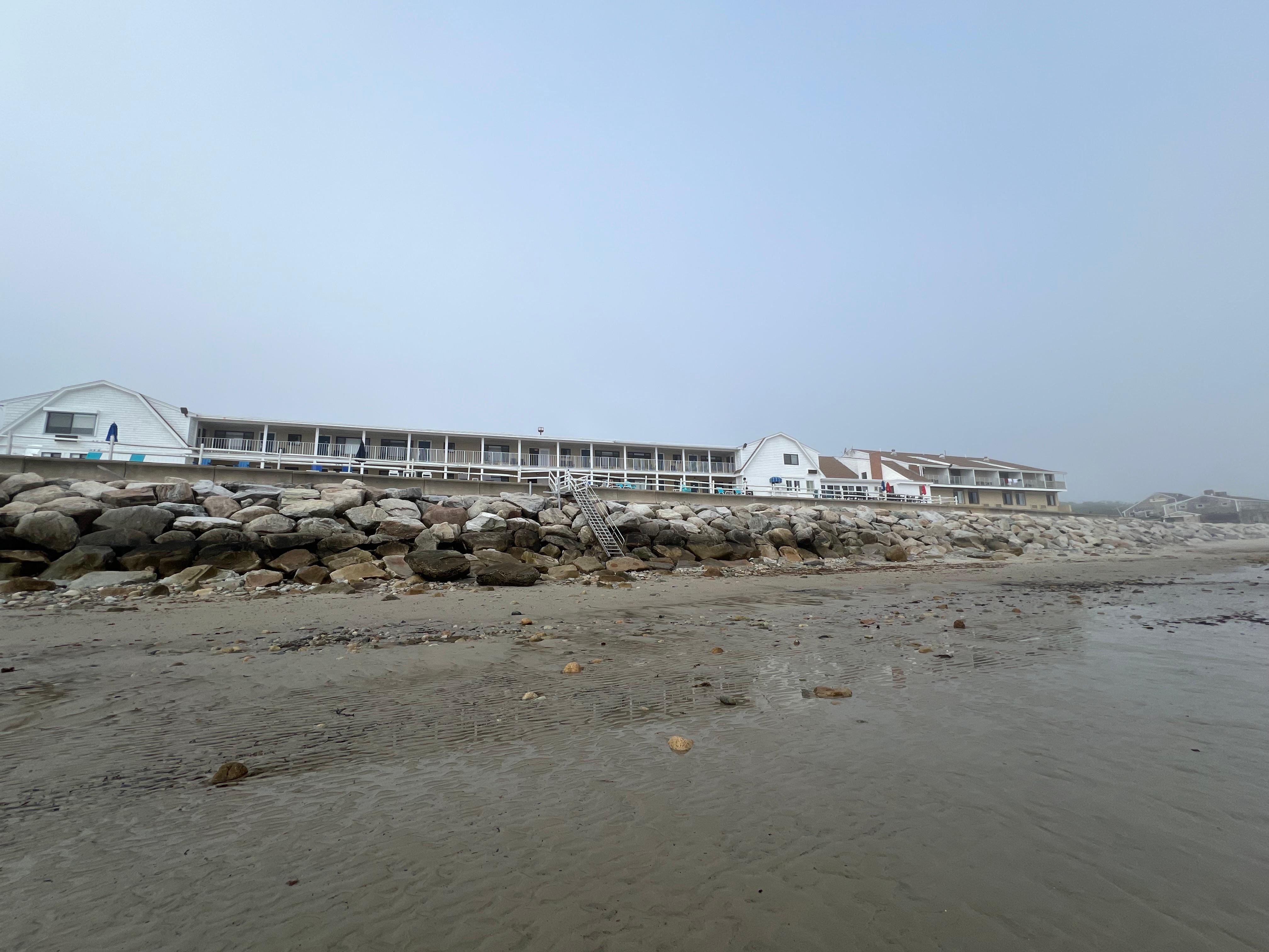 View of the hotel from the beach at low tide! 