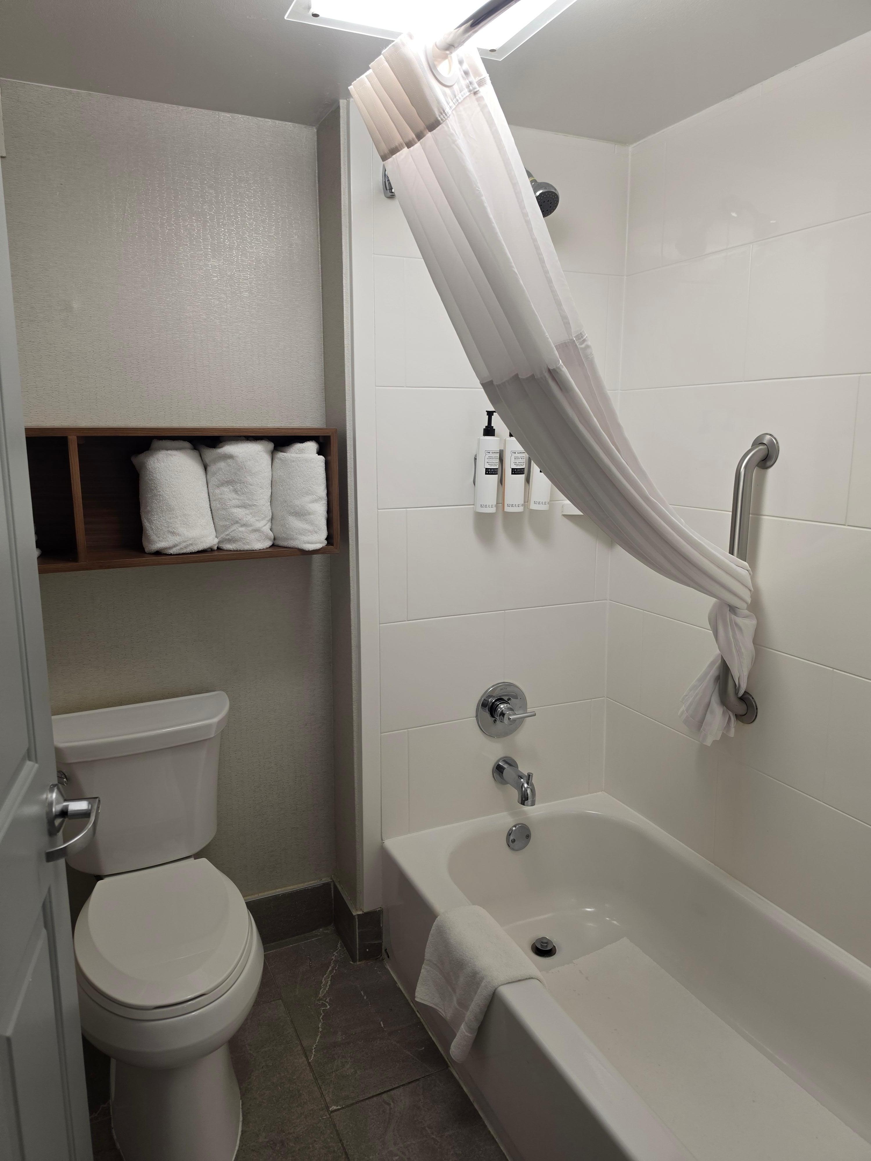 Bathroom with fluffy towels. 