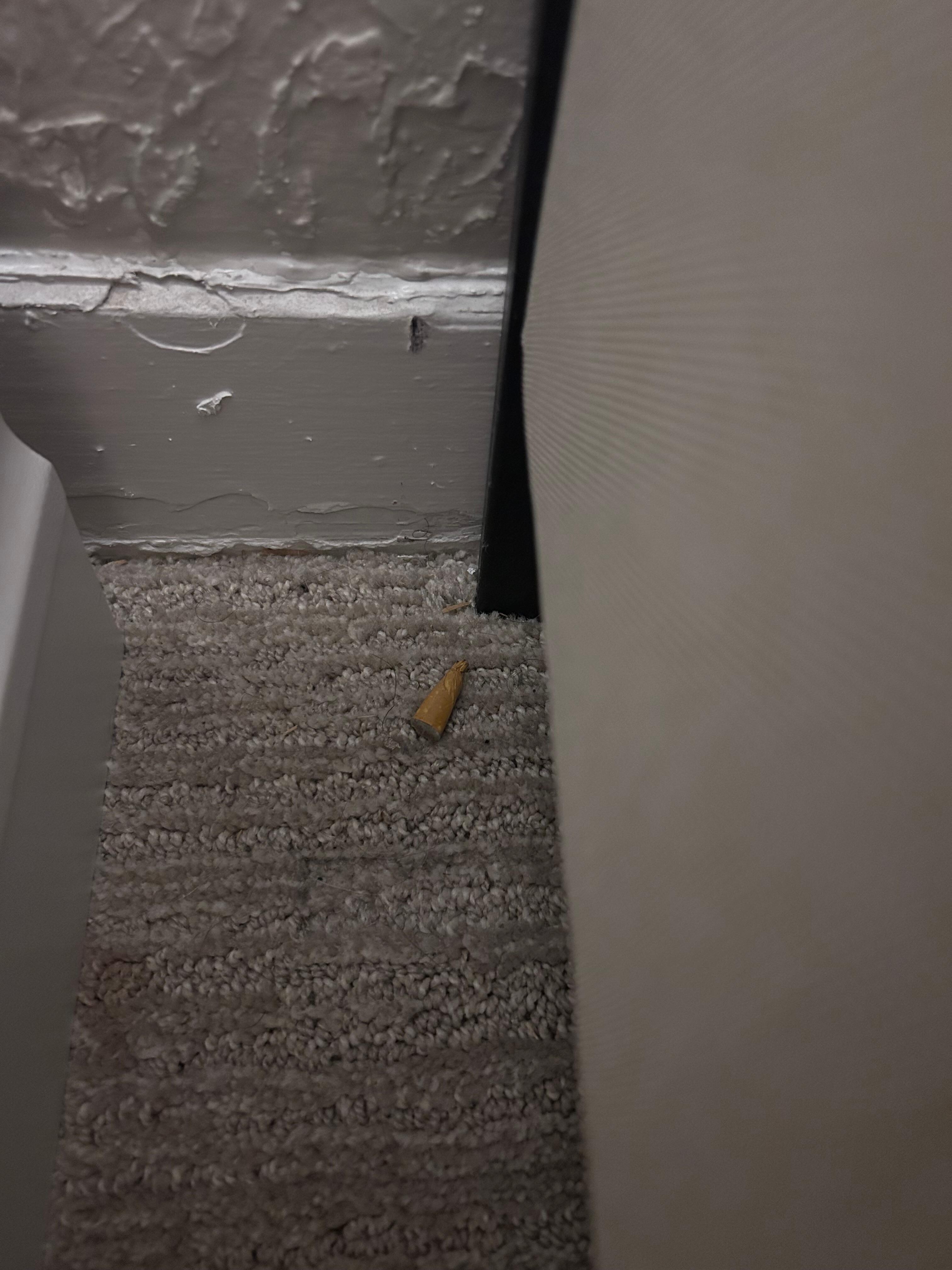 Cigarette butt next to the bed