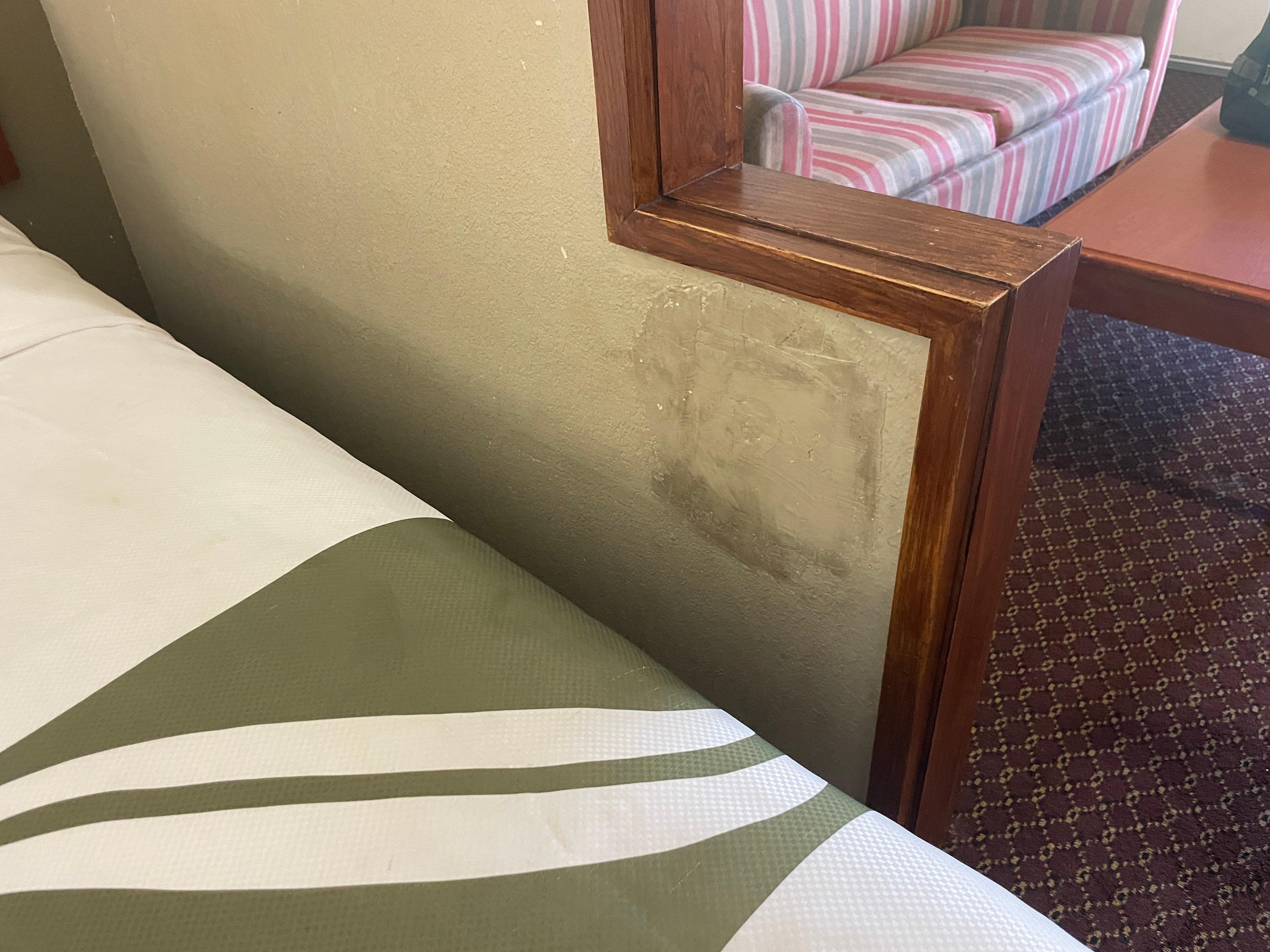 Stains and peeling paint everywhere