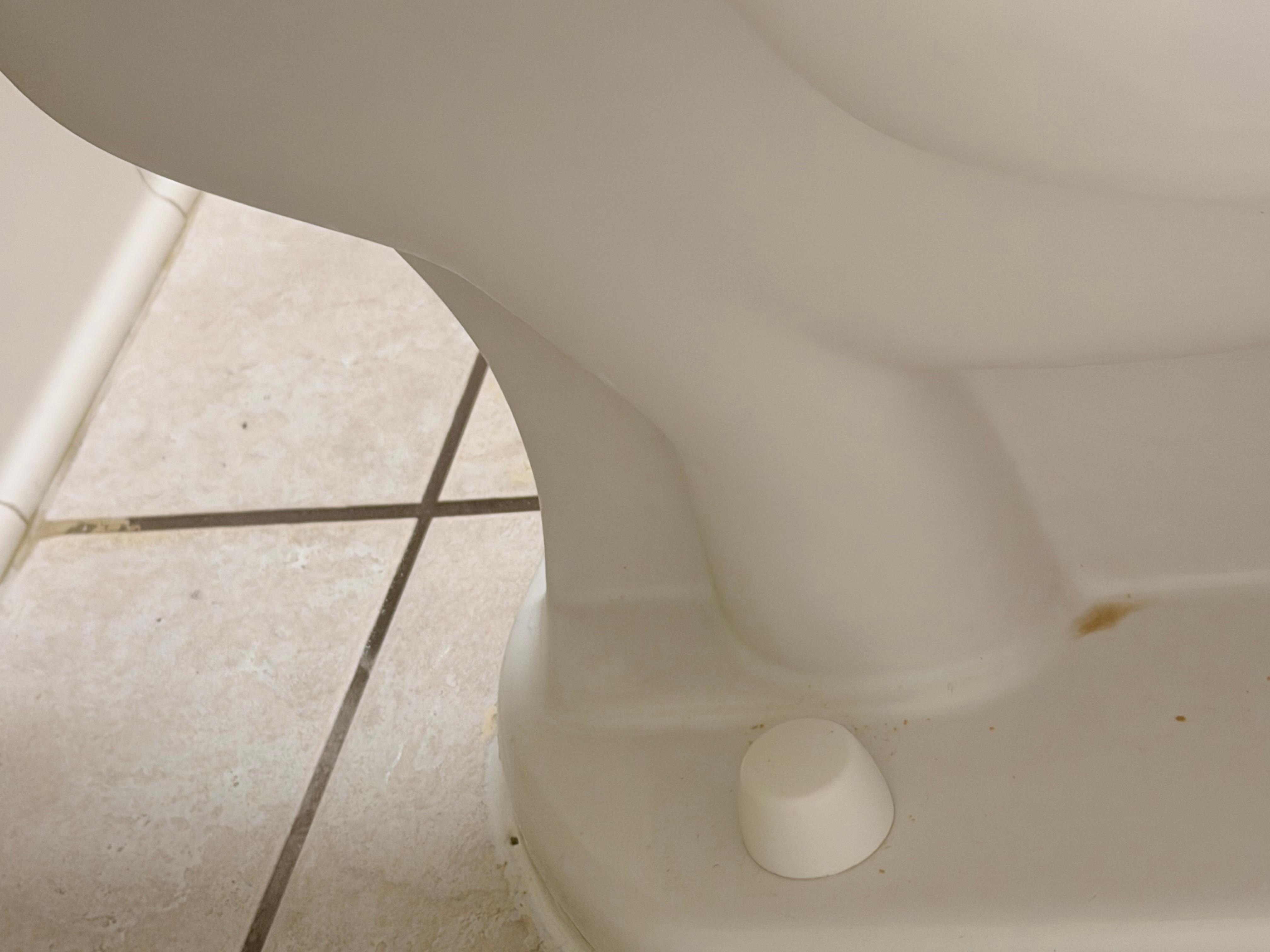 Toilet had urine on it around and on the floors 