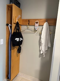 No bar to hang your clothes. This was the only place to hang anything