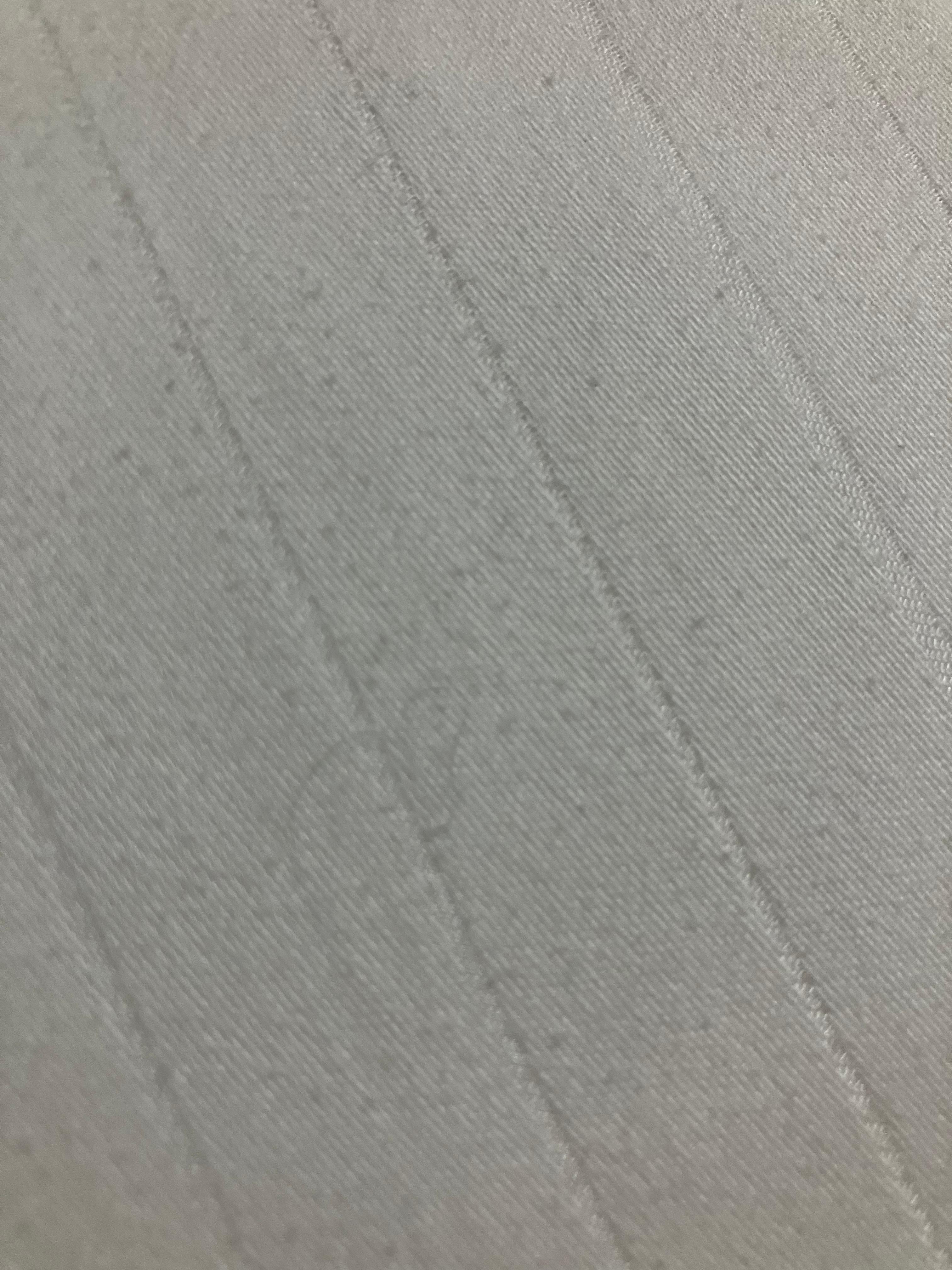 Dark hair on bed sheet. 