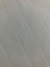 Dark hair on bed sheet.