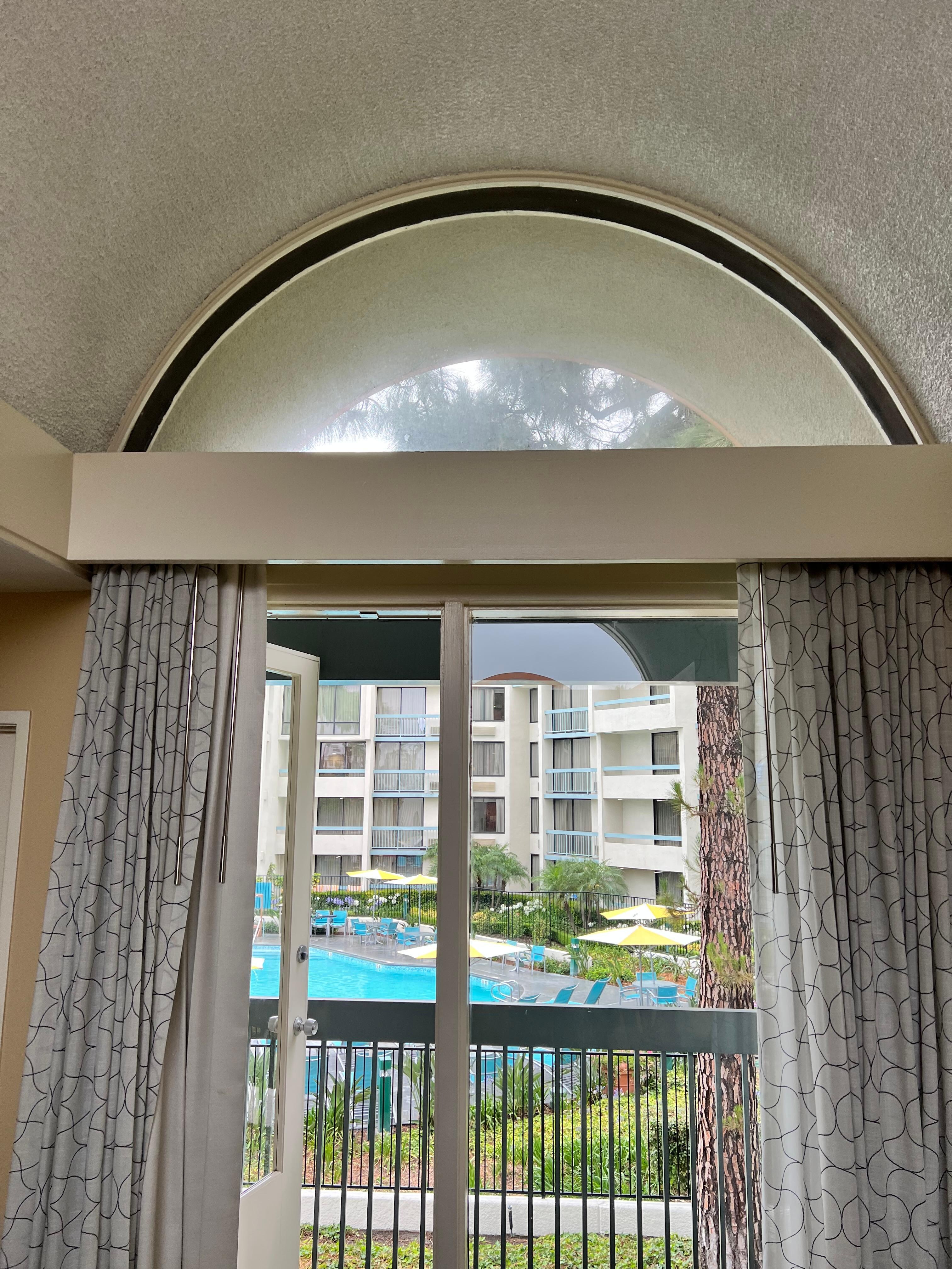 The giant sky light windows in the room