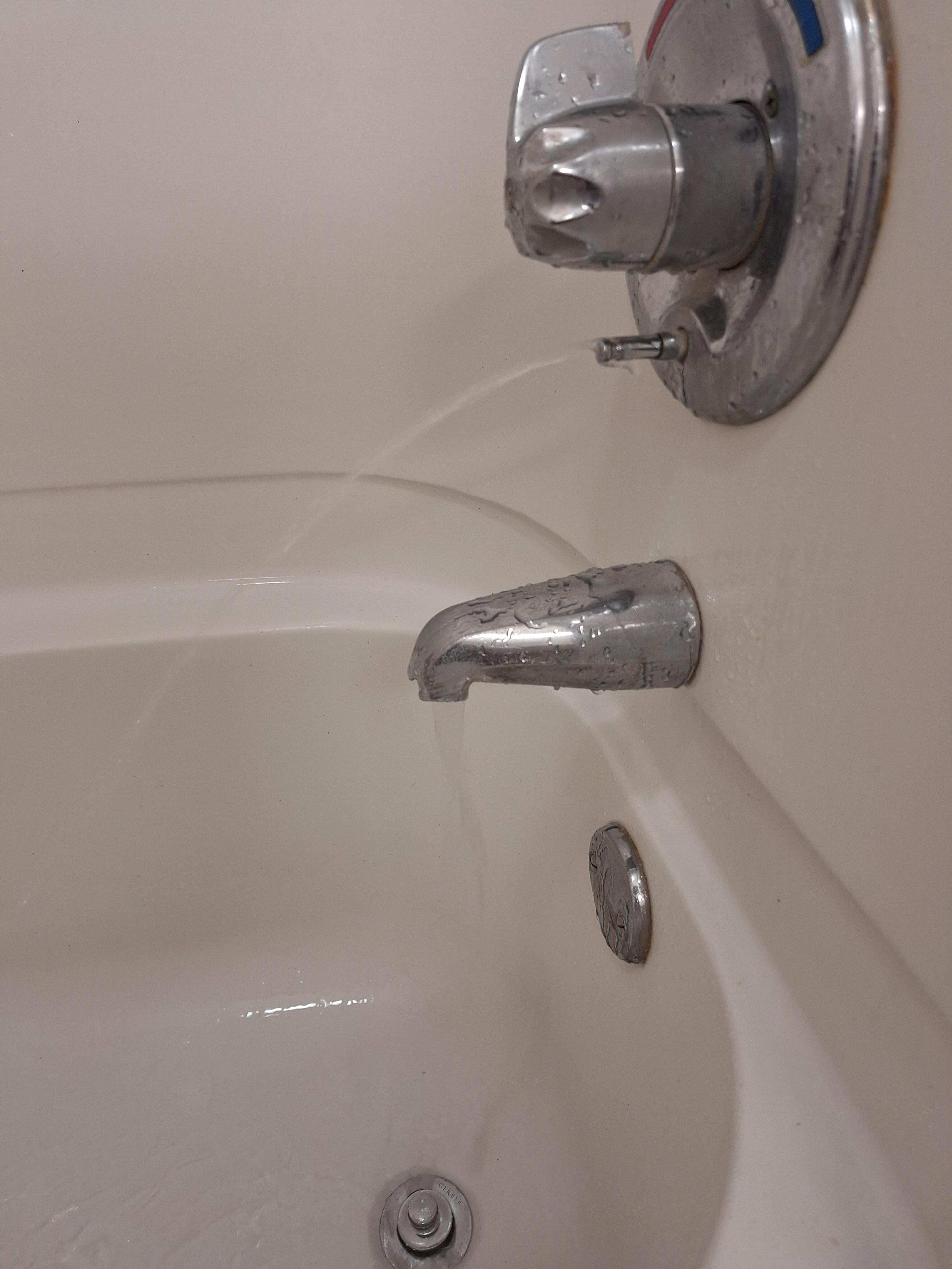The shower,spout and tub all going at once