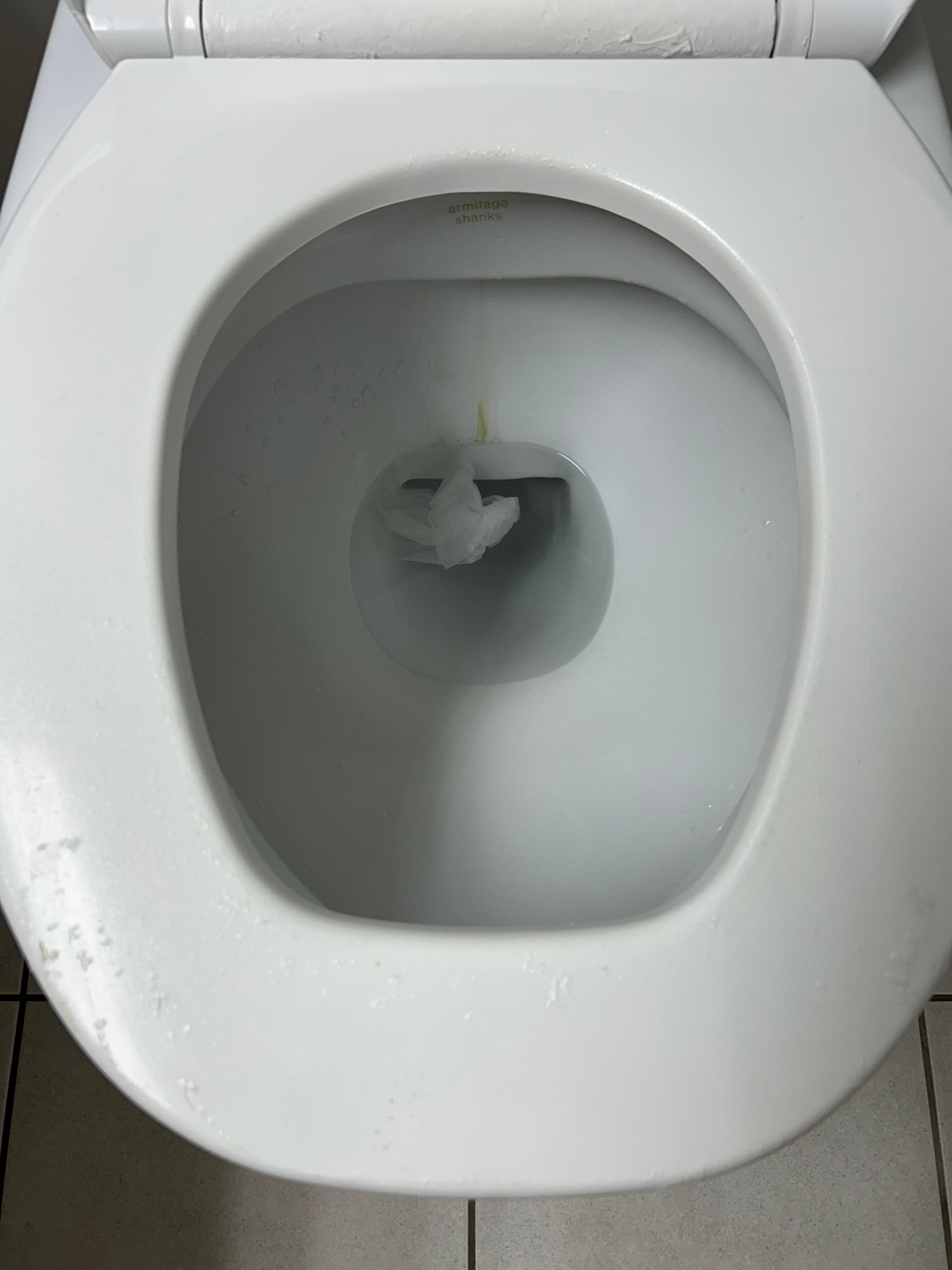 Damaged and stained toilet 