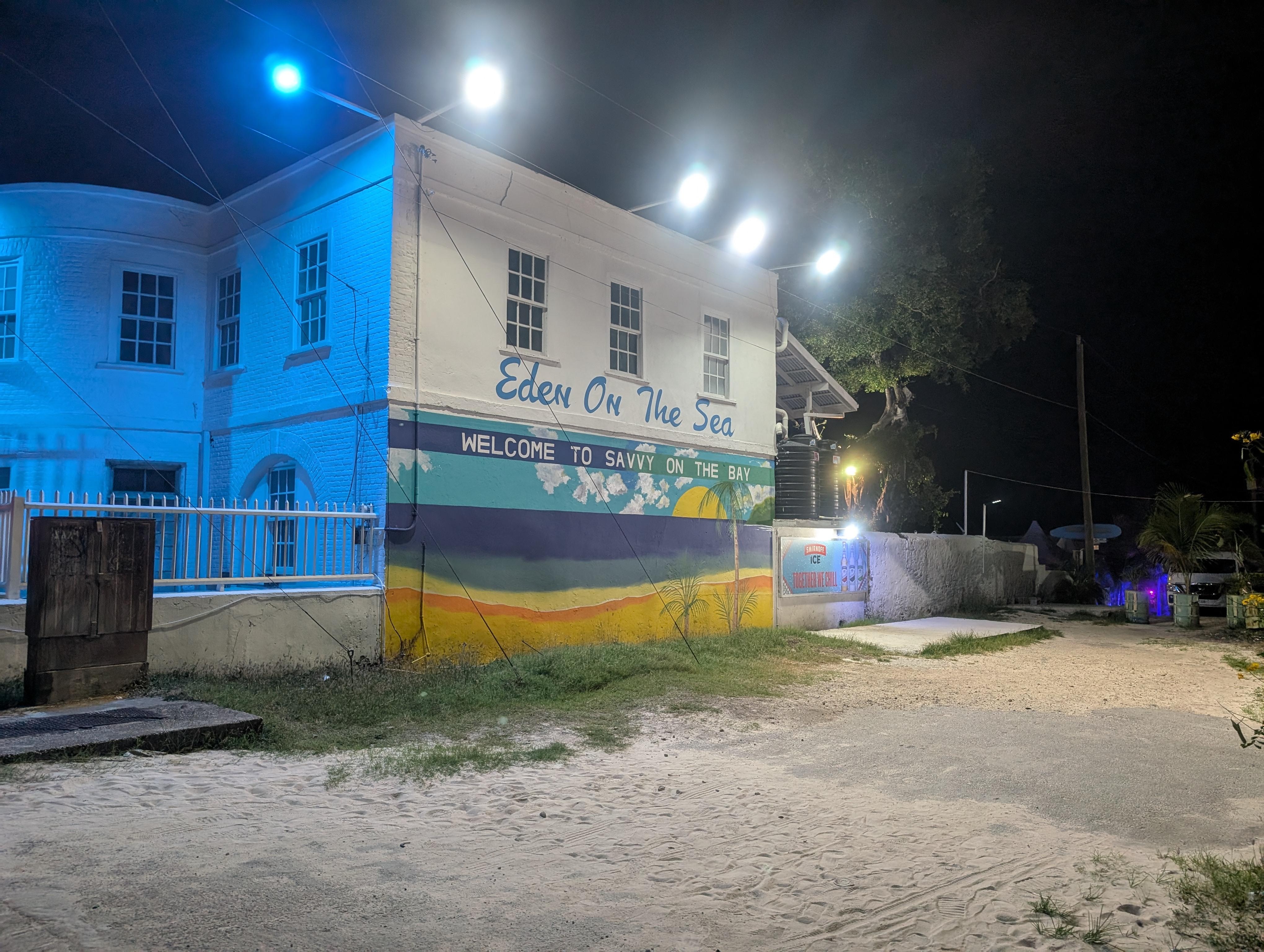 External of the building with the "Eden on the Sea' facade. 