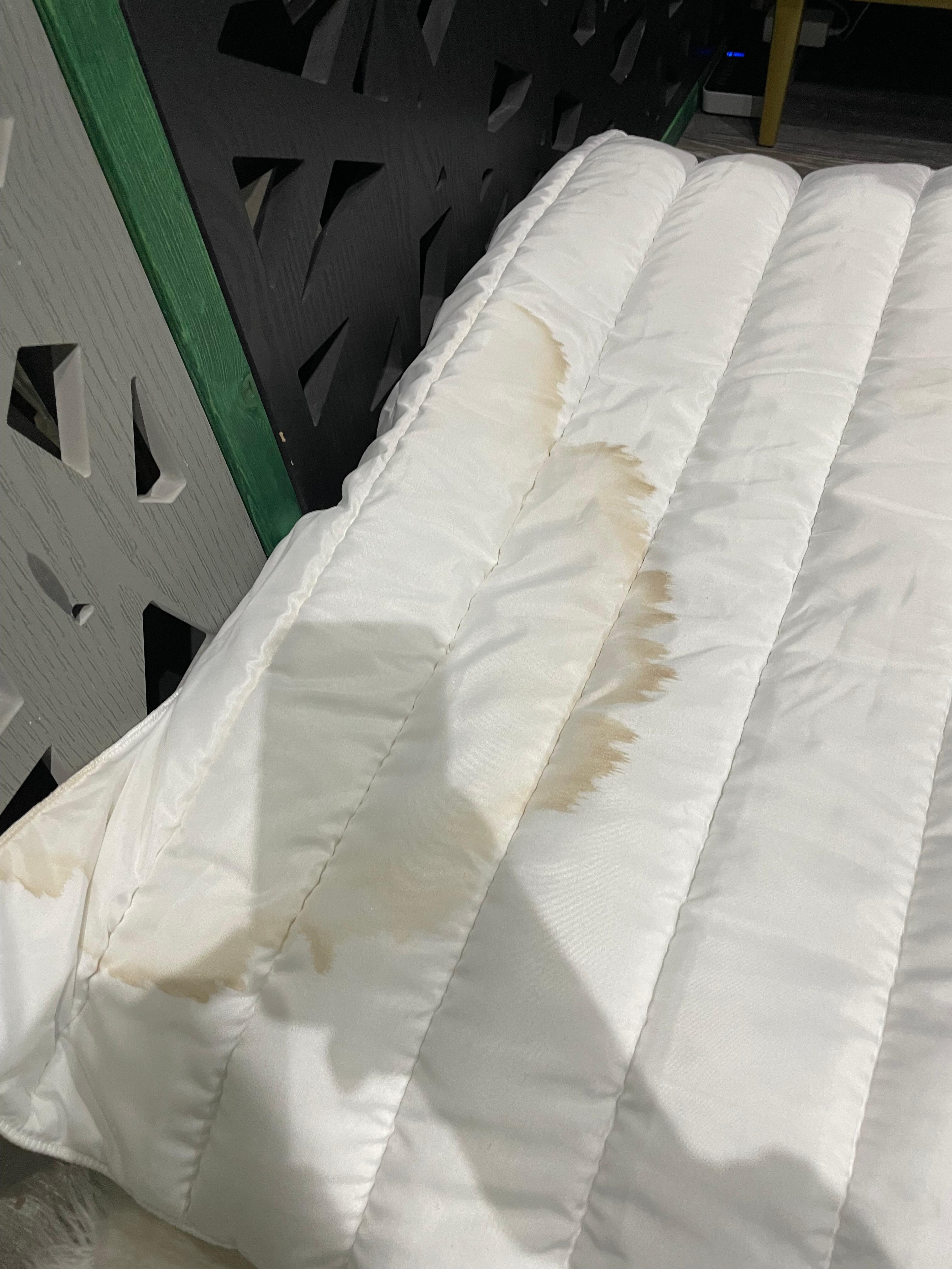 Stained bed covers 