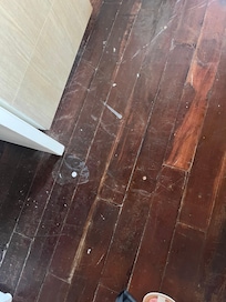 The floor was dirty and with paint on it.
