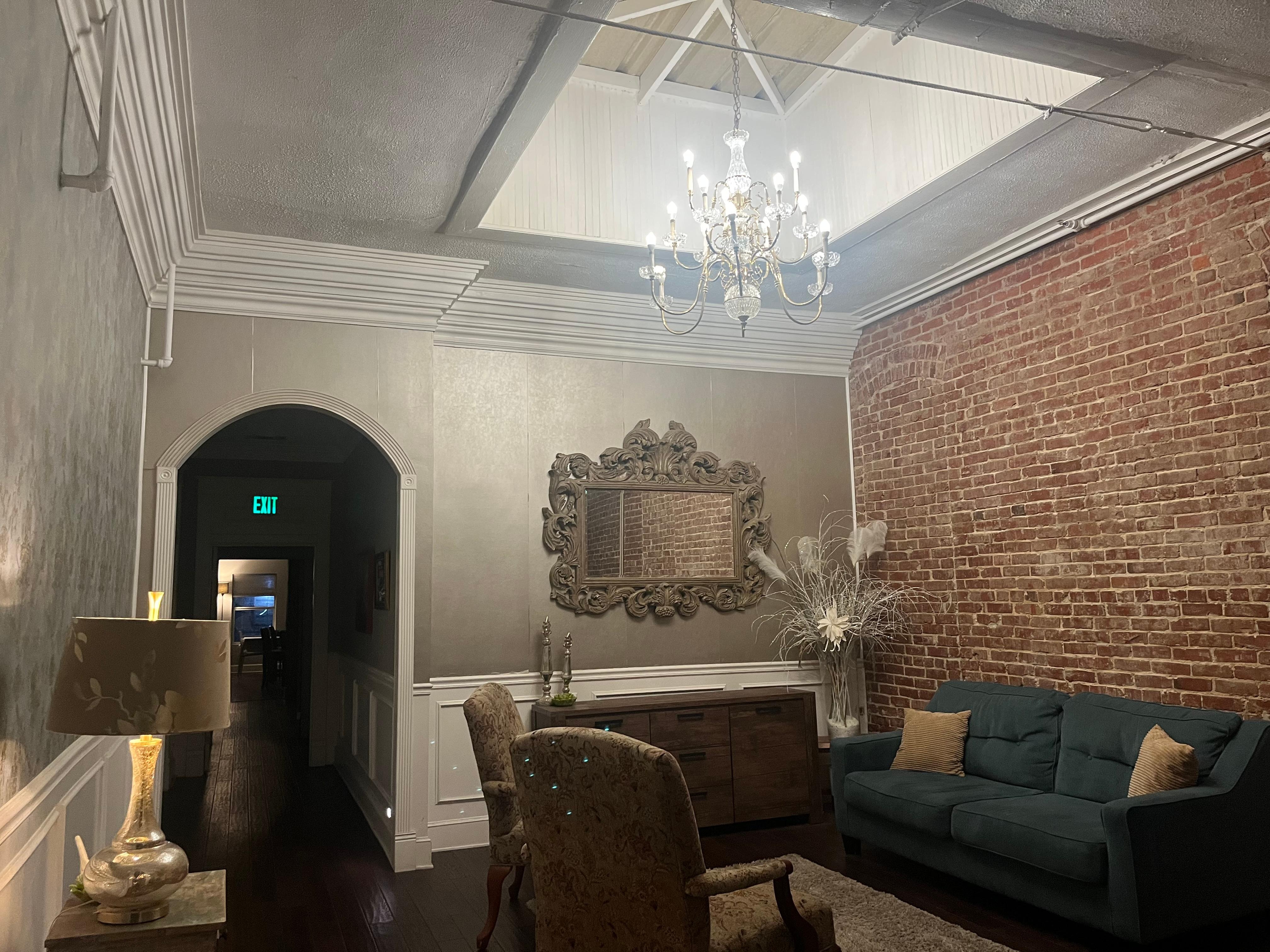 Sitting area outside of rooms