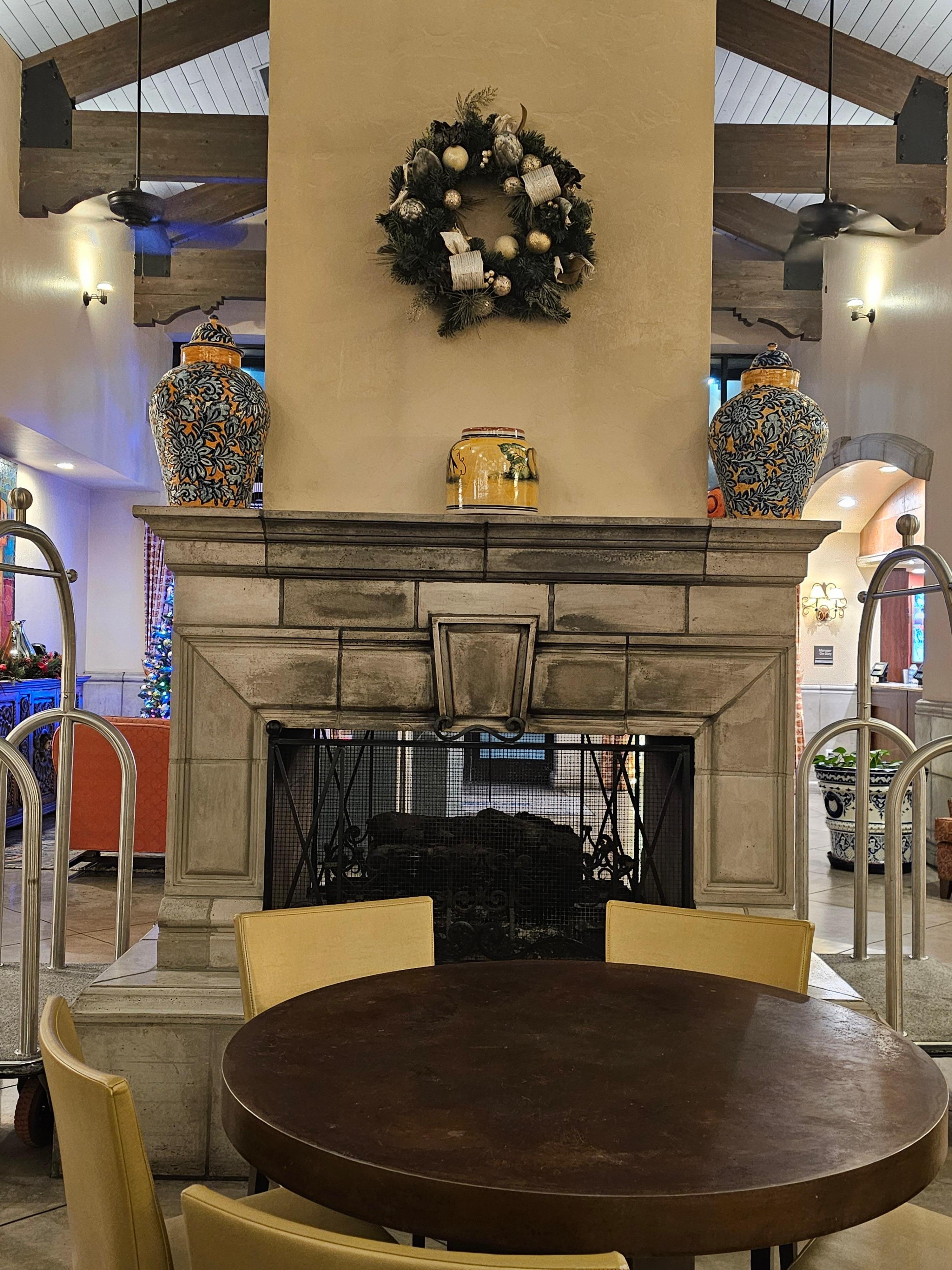 Fireplace in the lobby 