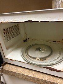 The microwave in the room that didn’t even turn and heated everything unevenly.