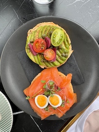 Beautiful breakfast bagel