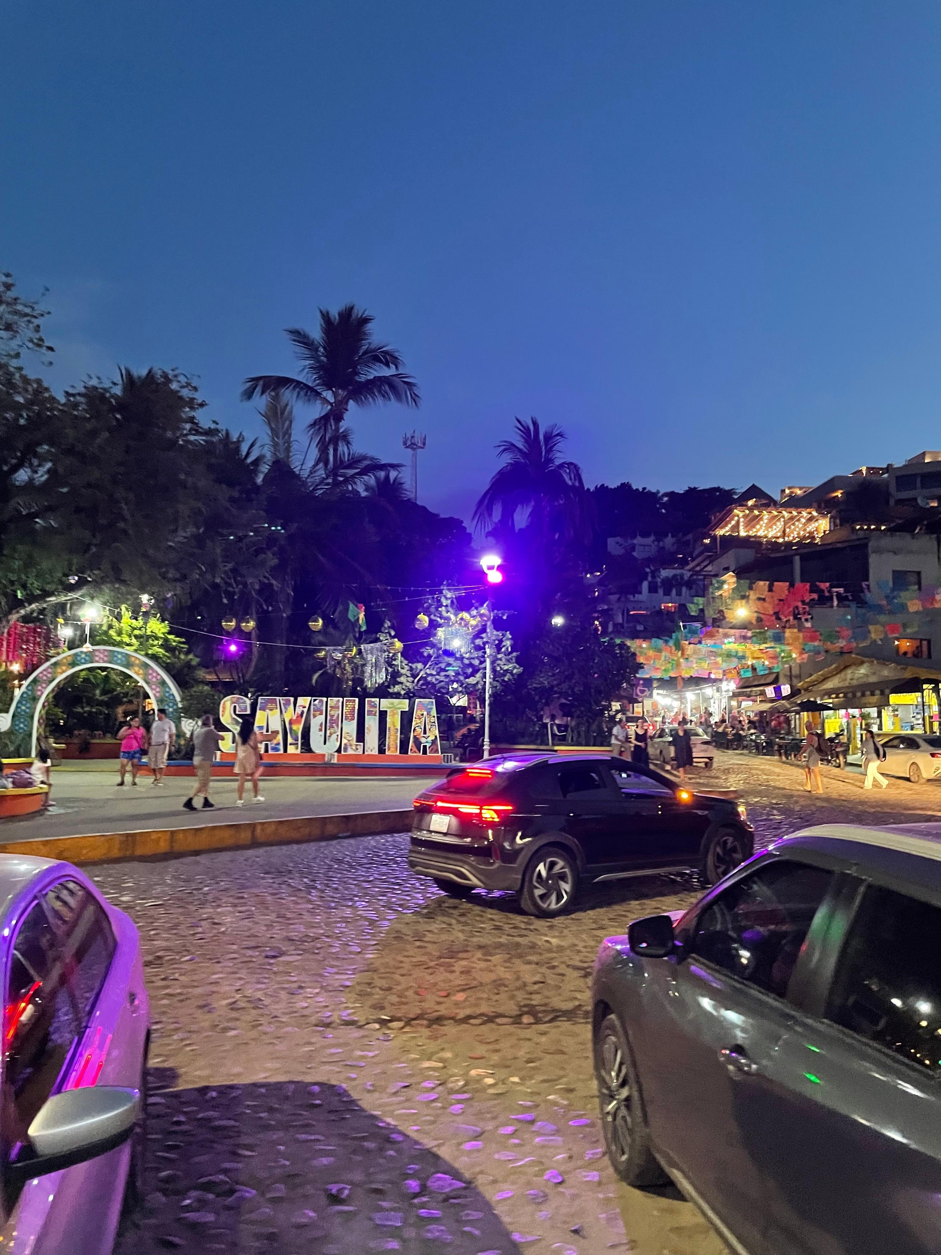 View into street from hotel